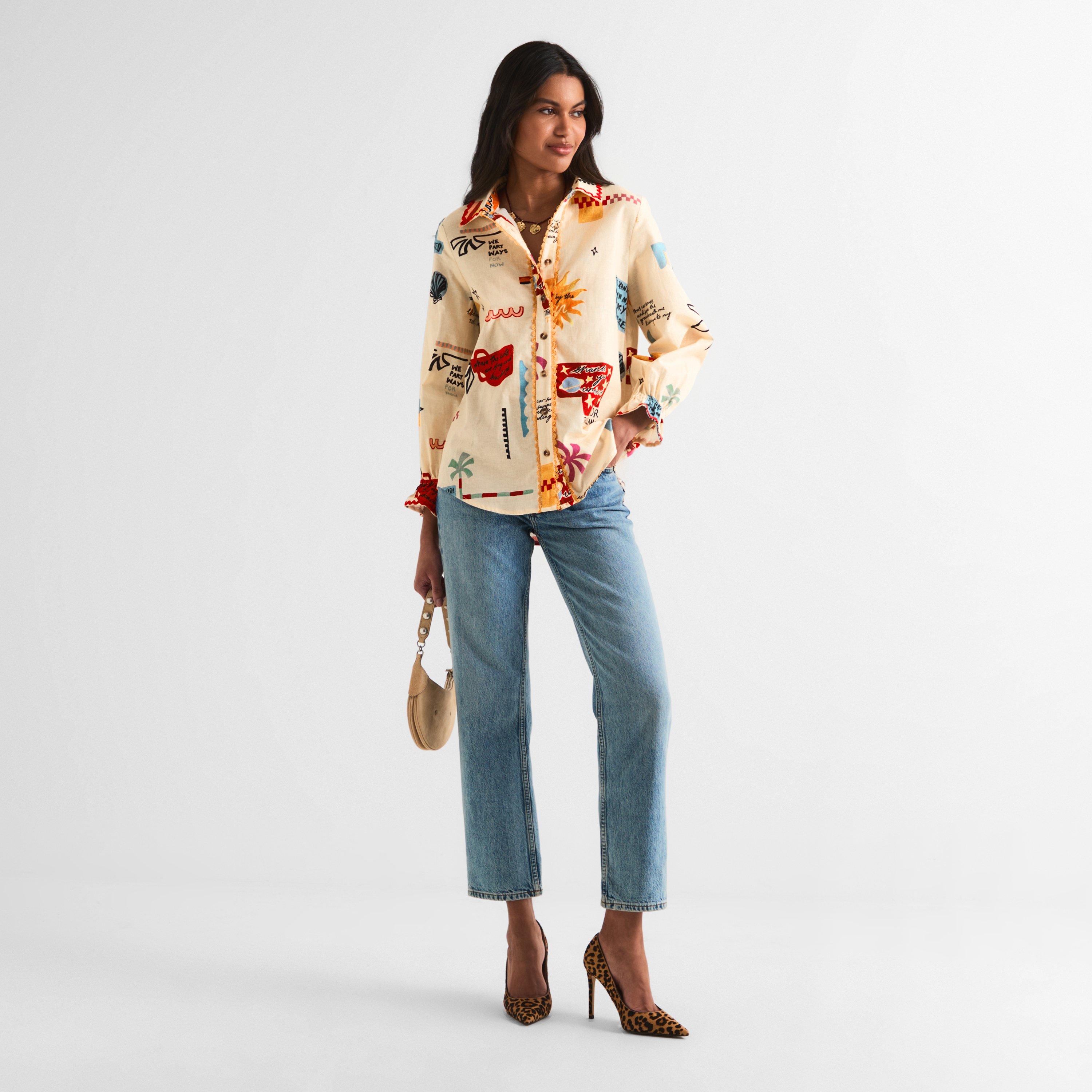 Never Fully Dressed Women's Poema Geanie Long-Sleeve Patterned Shirt ...