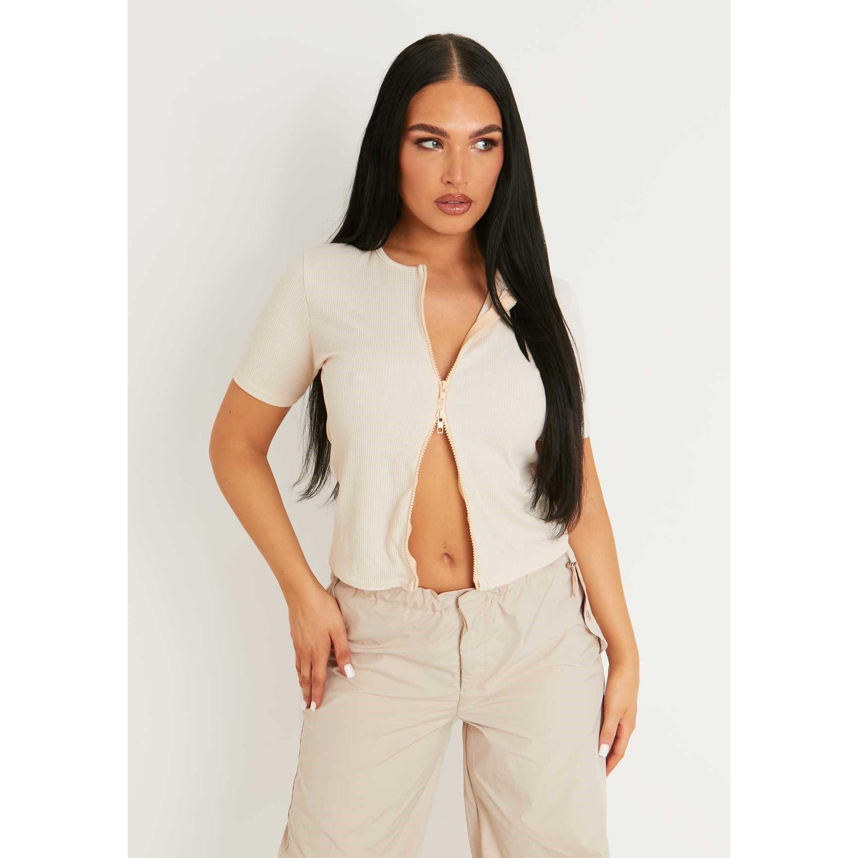 Missy Empire Double Zip Knitted Ribbed Top | Sports Direct