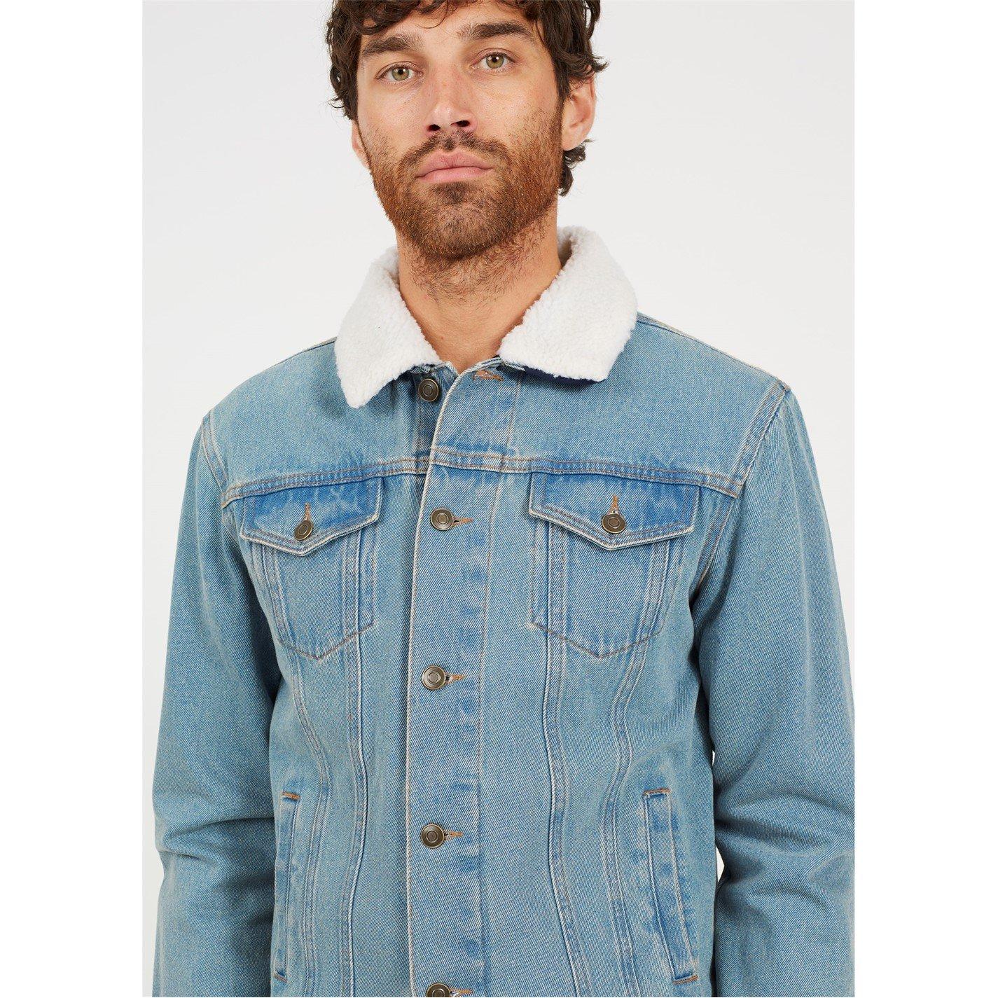 Brave Soul | Mens Denim Jacket With Detchable Borg Collar | Denim ...