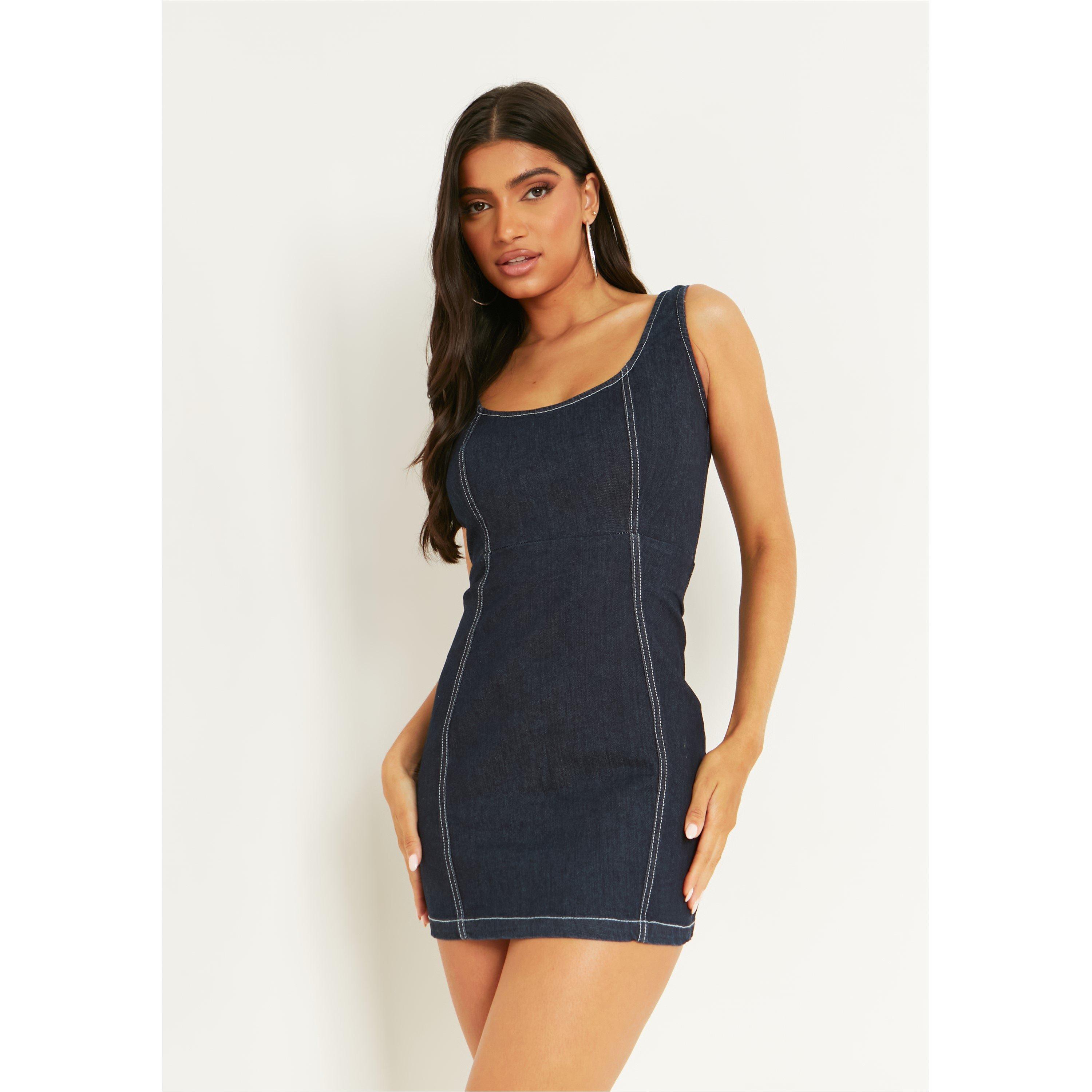Missy Empire Denim Contrast Seam Mini Dress | FRASERS