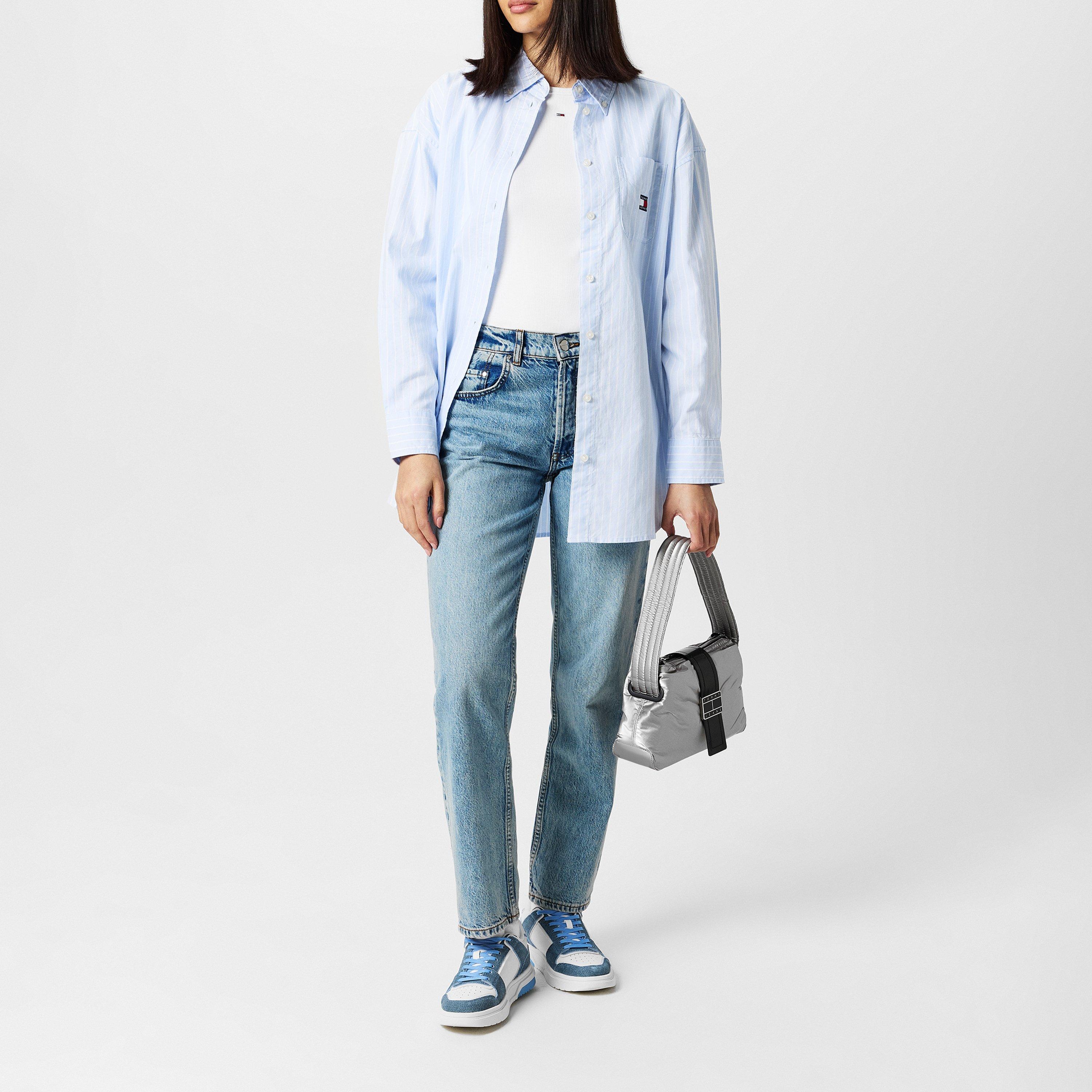 Tommy Jeans | TJW OVS BADGE OXFORD SHIRT EXT | Plain Shirt - Long ...