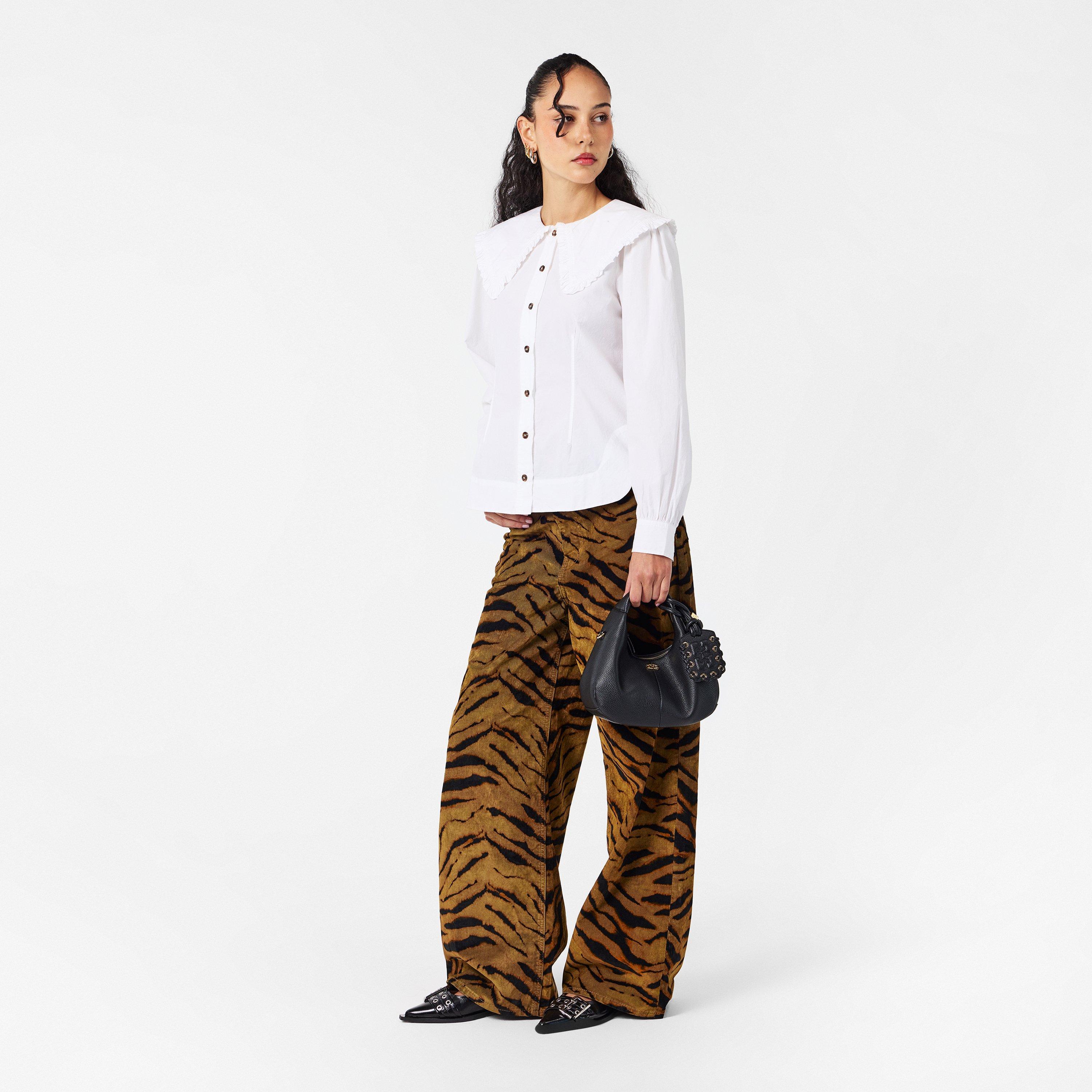 Ganni Women's Zebra Denim Wide Leg Jeans | Flannels