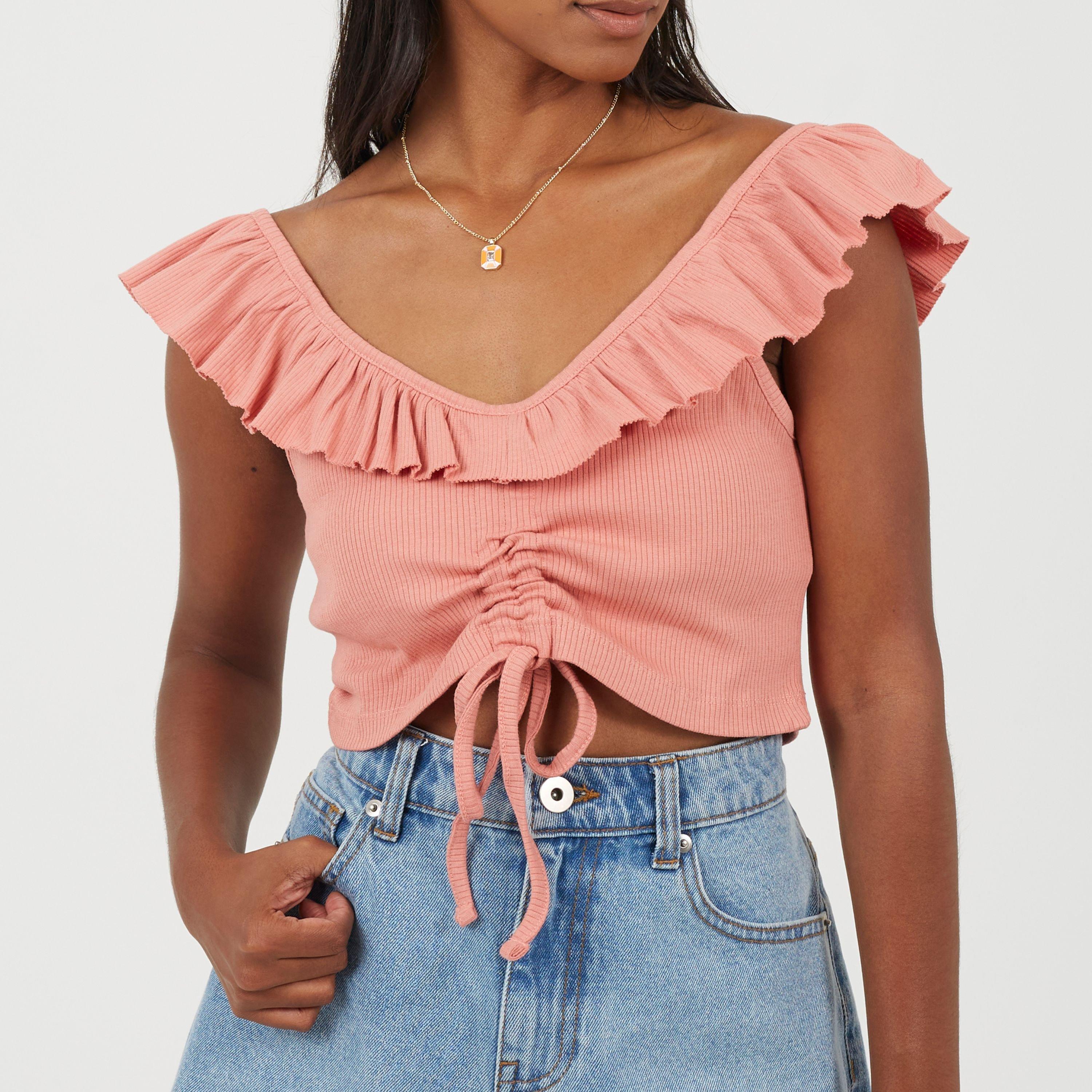 Brave Soul | Womens Frill Vest with Gathered Front | Woven Cami Tops ...