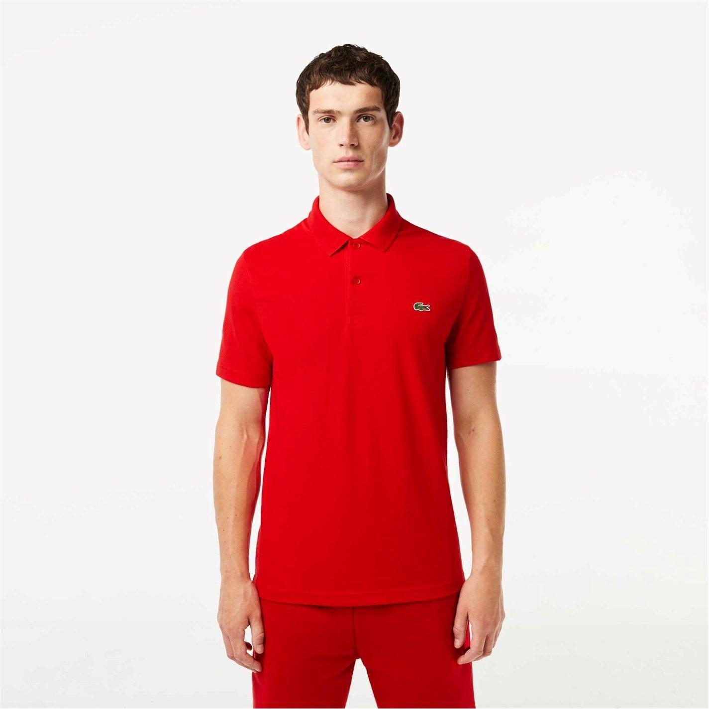 Mens red lacoste polo shirt store