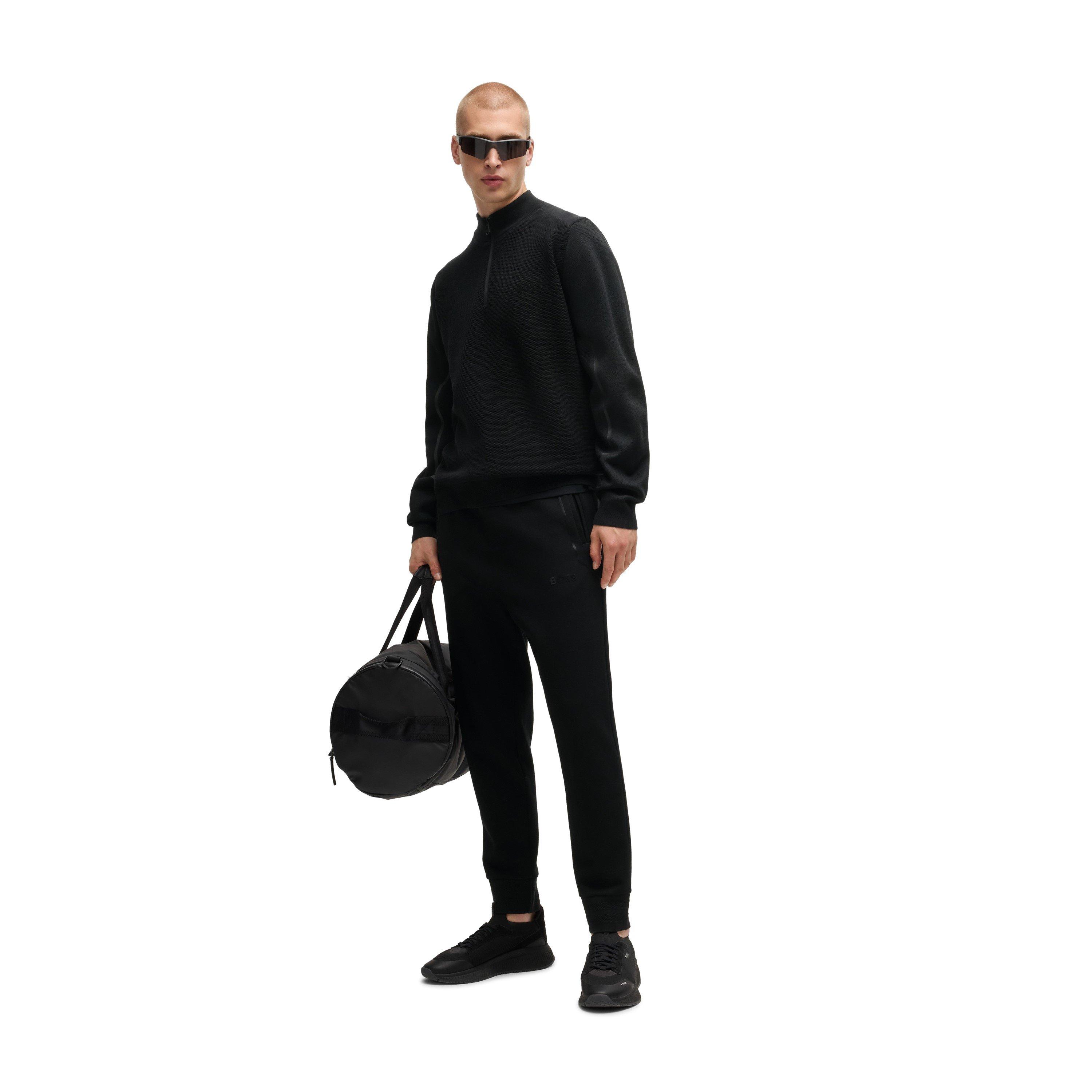 Boss Men's Zip Neck Cotton Long Sleeve Crew Neck Jumper | USC