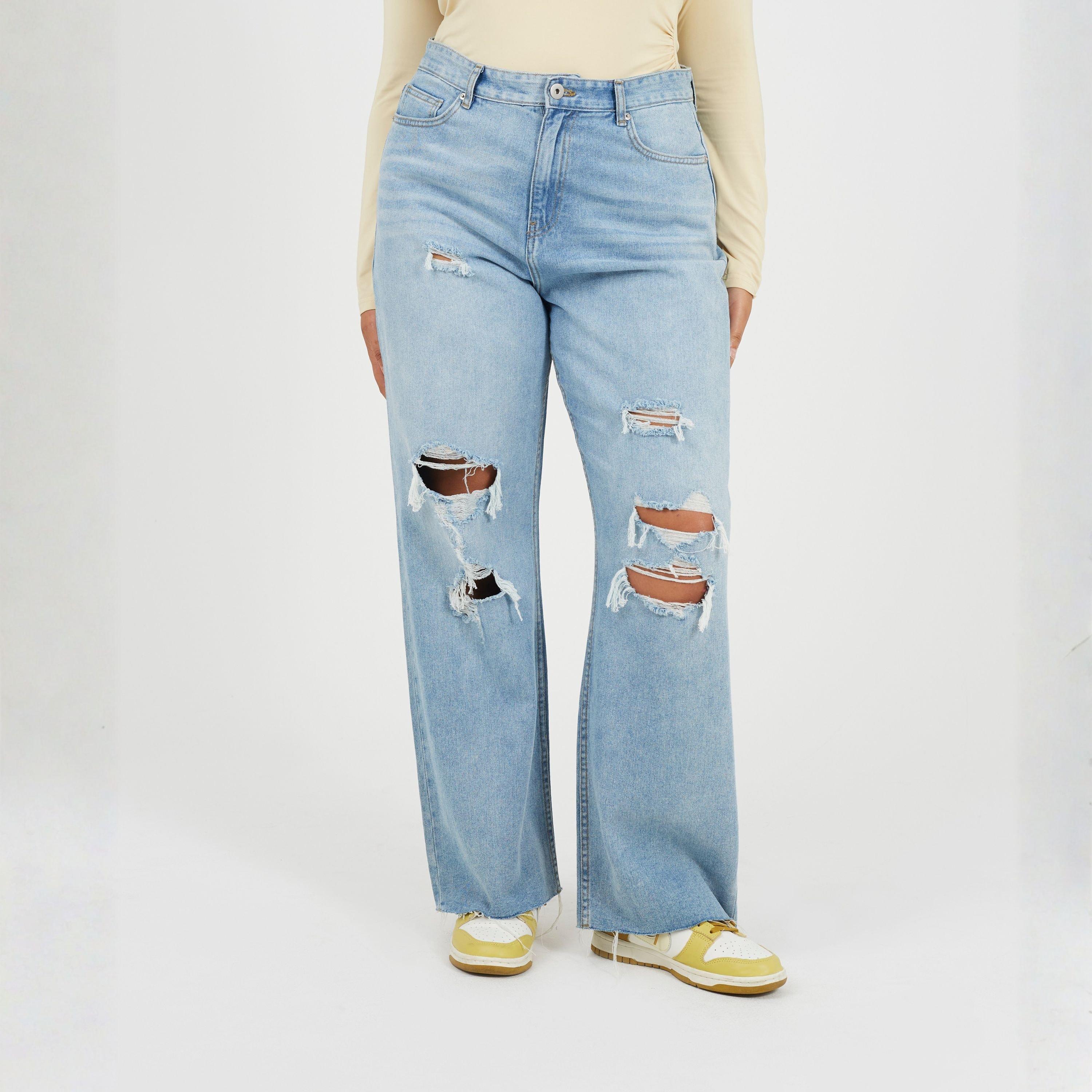 Brave Soul | Womens Plus Size Wide Leg High Waist Distressed Jeans ...