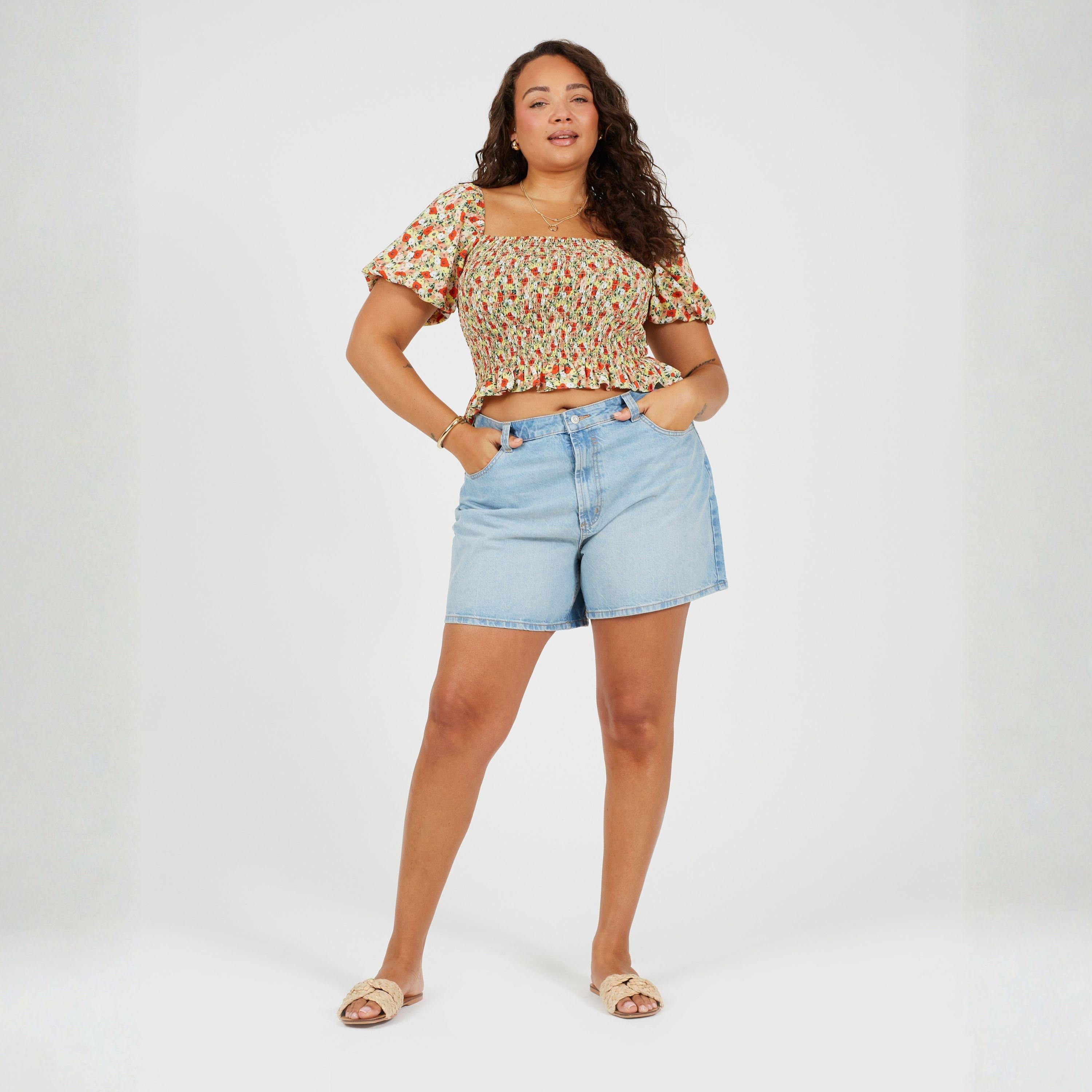 Brave Soul Plus Size Womens Puff Sleeve Top with Ruched and Tie Details ...