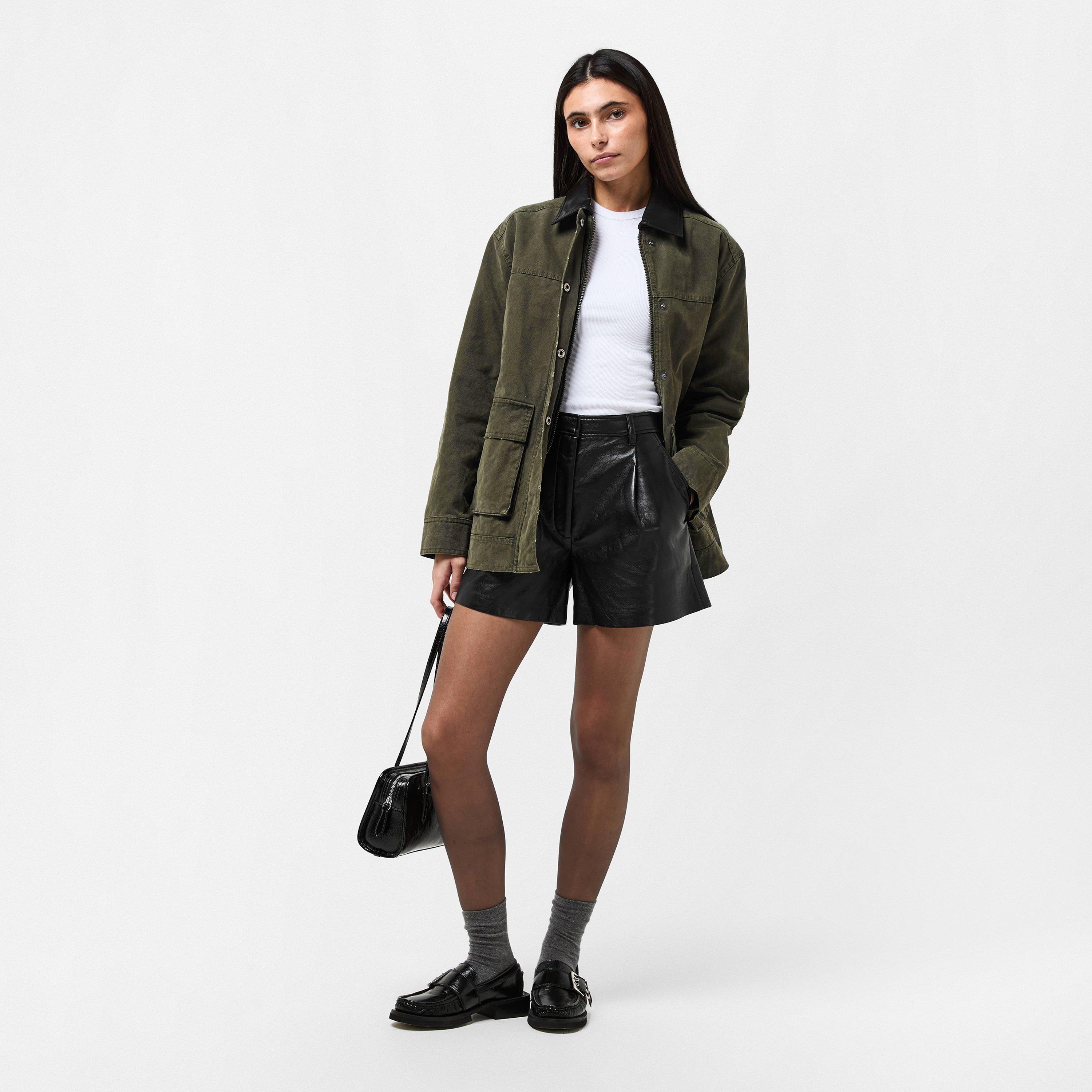 Anine Bing Womens Trent Leather Shorts | Flannels