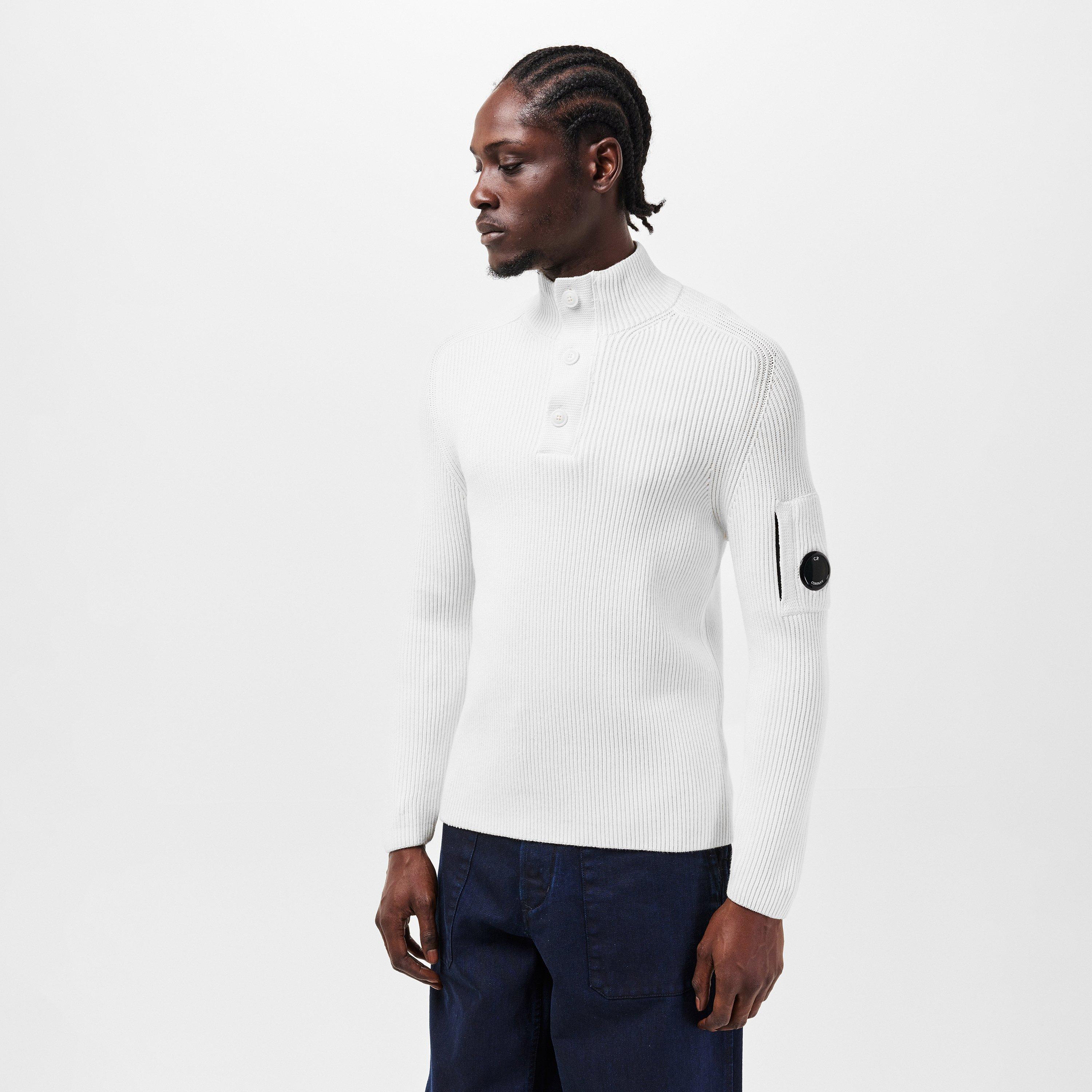 CP Company | Men's Quarter Button Knitted Turtle Neck Jumper | Turtle ...