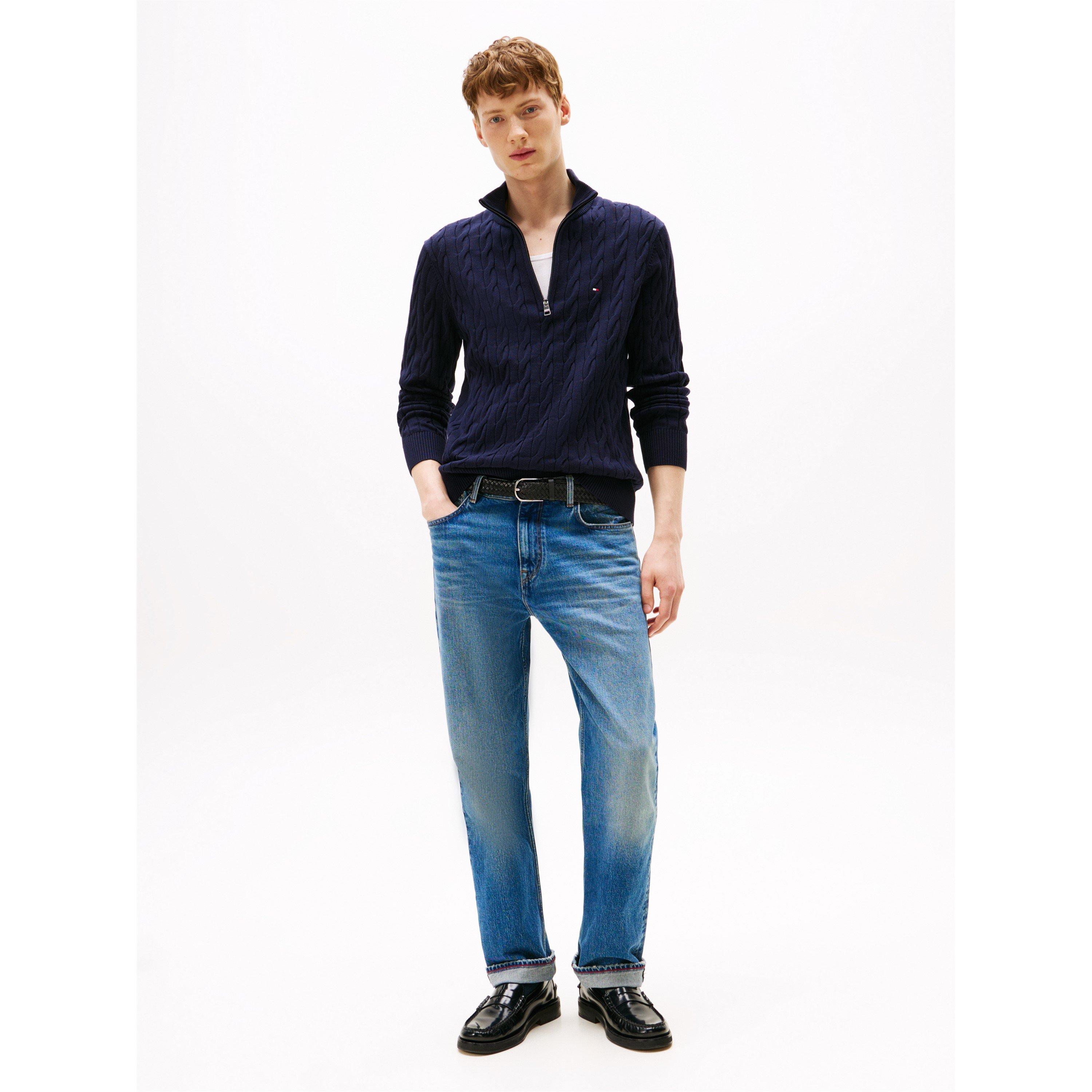 Tommy Hilfiger | Men's Half-Zip Organic Cotton Crew Neck Jumper | Crew ...