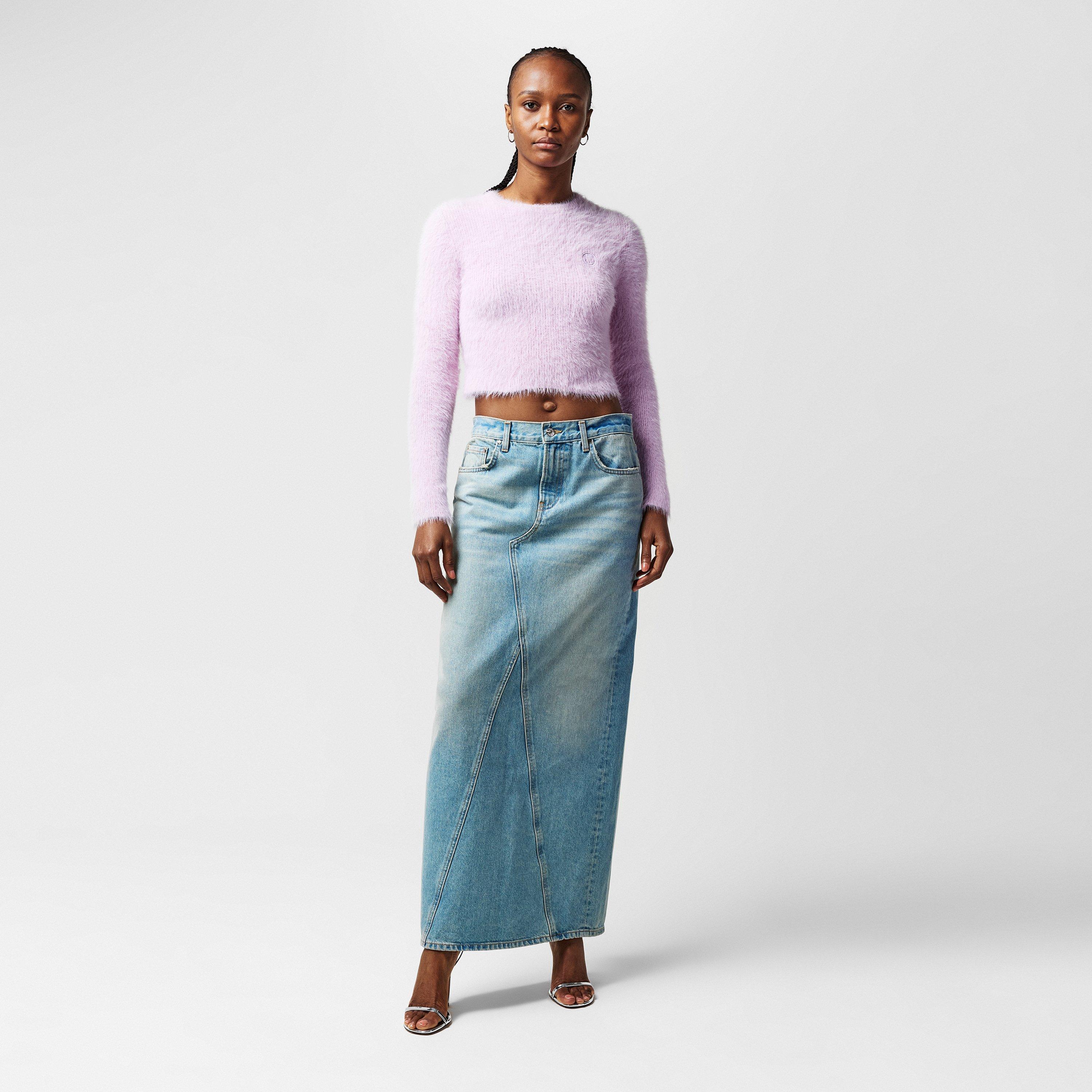 Hugo Women's Blue Fine Knit Crew Neck Jumper | FRASERS