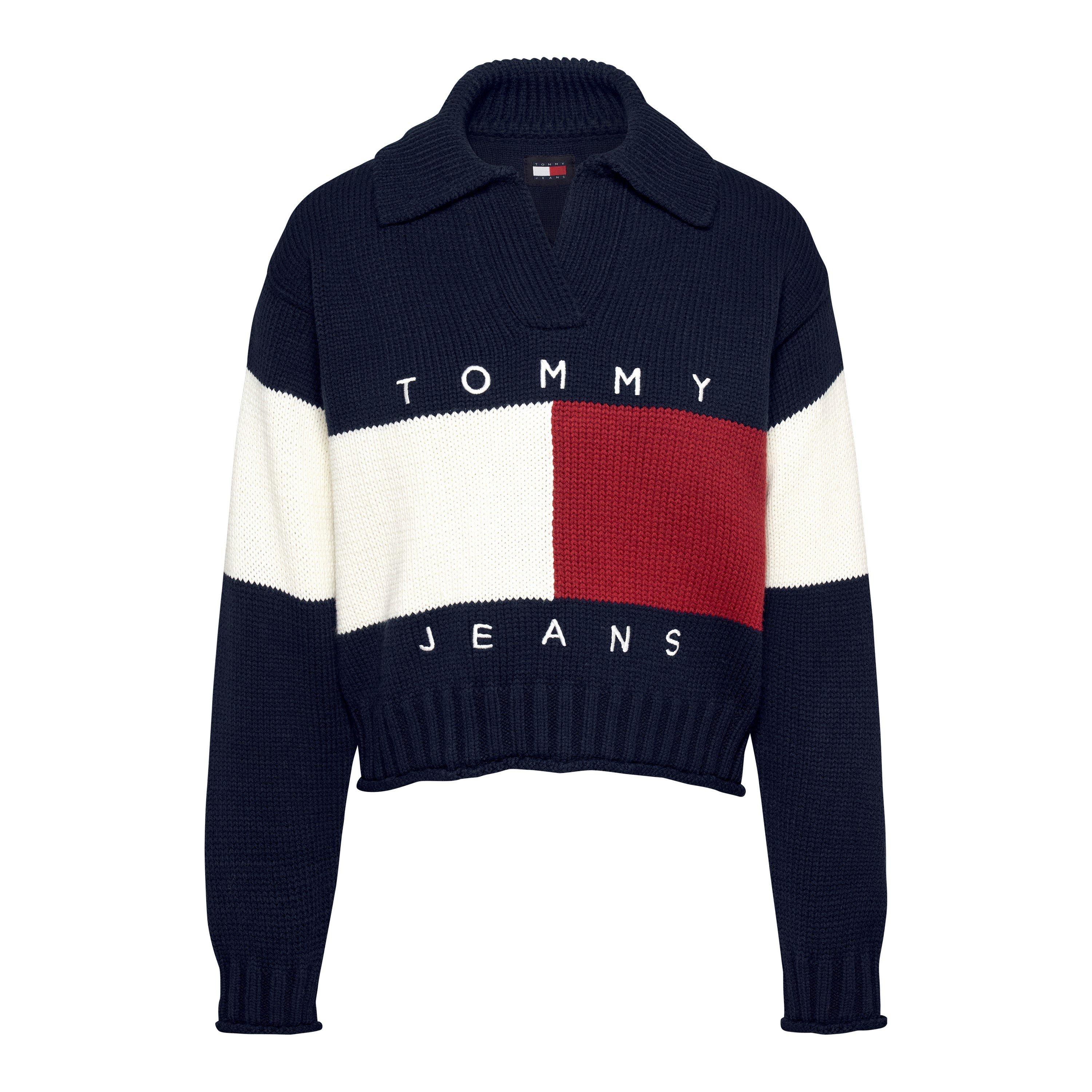 Tommy Jeans | Rugby Style V-Neck Cropped Jumper | Cropped Sweaters | USC