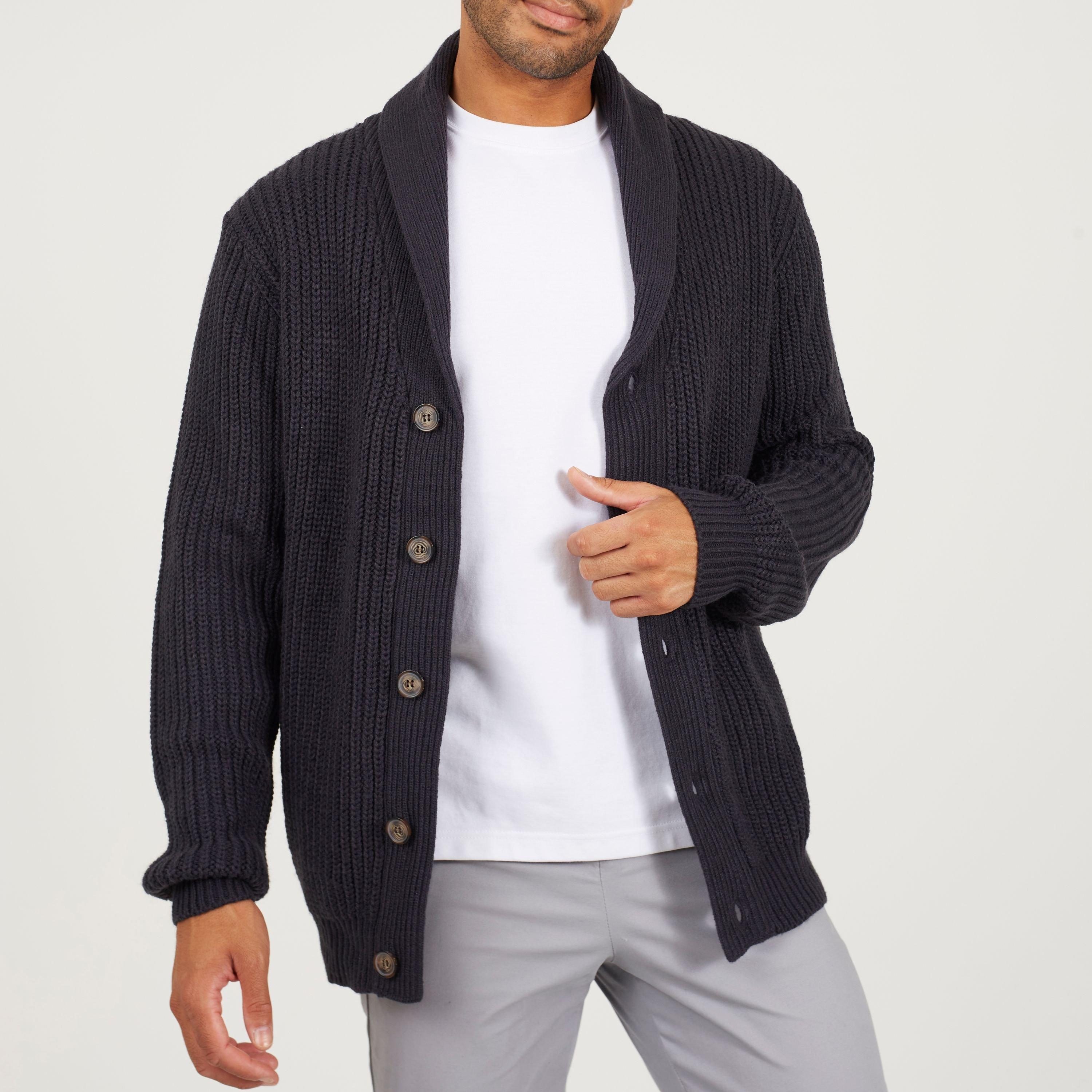 Brave Soul Mens Shawl Neck Cardigan with Tortoiseshell Effect Buttons ...