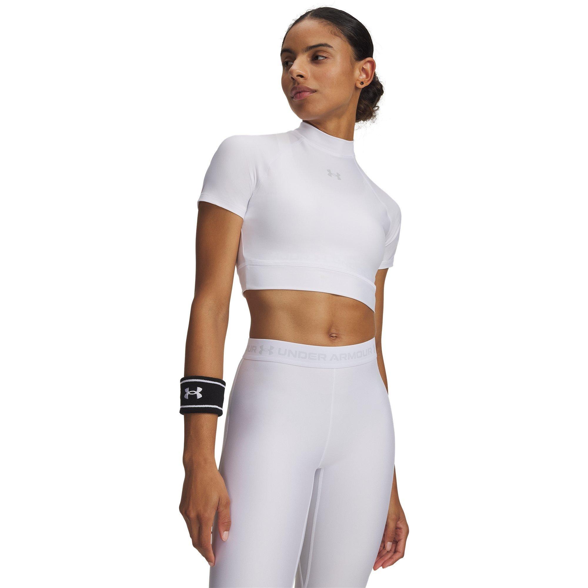 Under Armour Women's Heatgear Cropped Short Sleeve Performance Gym Top ...
