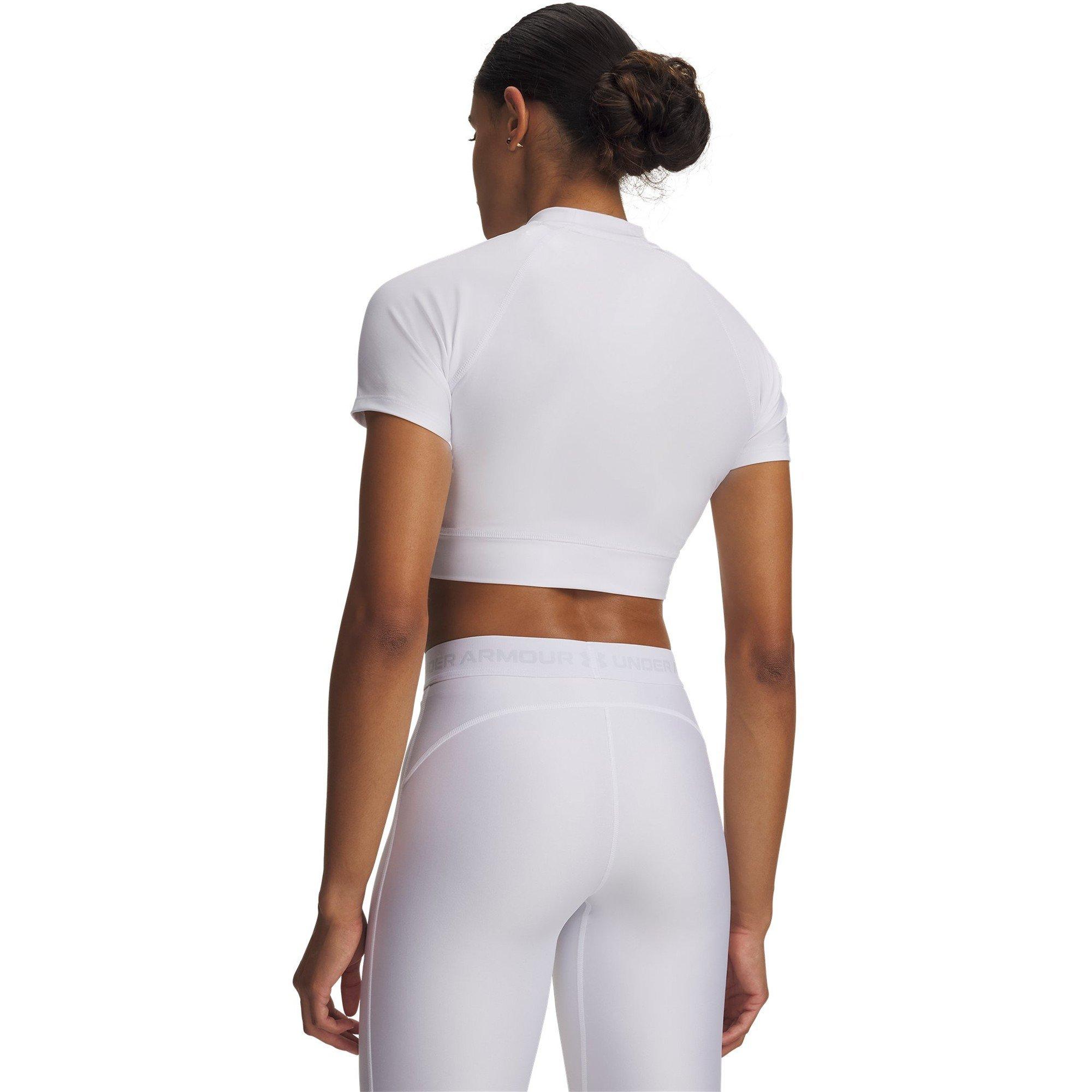 Under Armour Women's Heatgear Cropped Short Sleeve Performance Gym Top ...