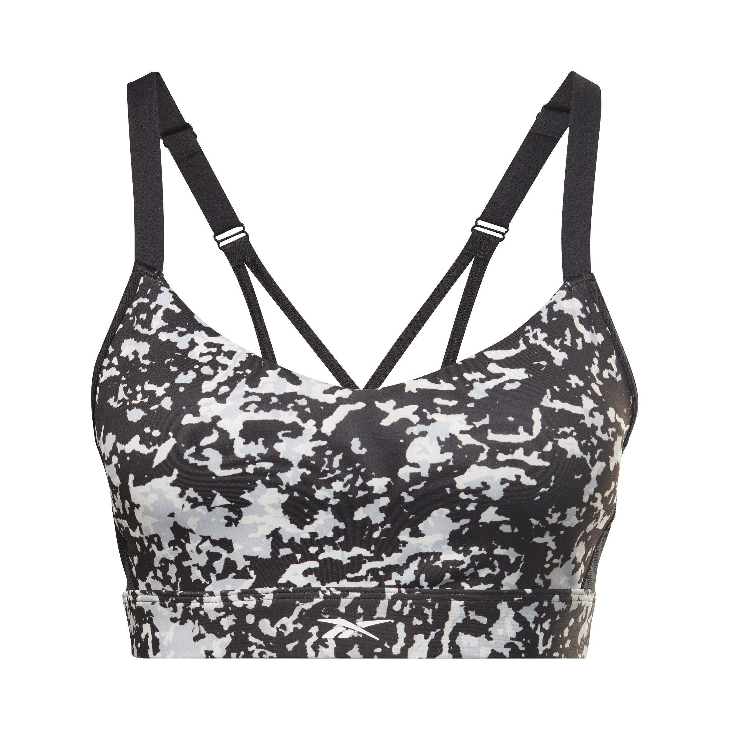 Reebok | Lux Speckle Modern Safari Strappy Medium Impact Sports Bra ...