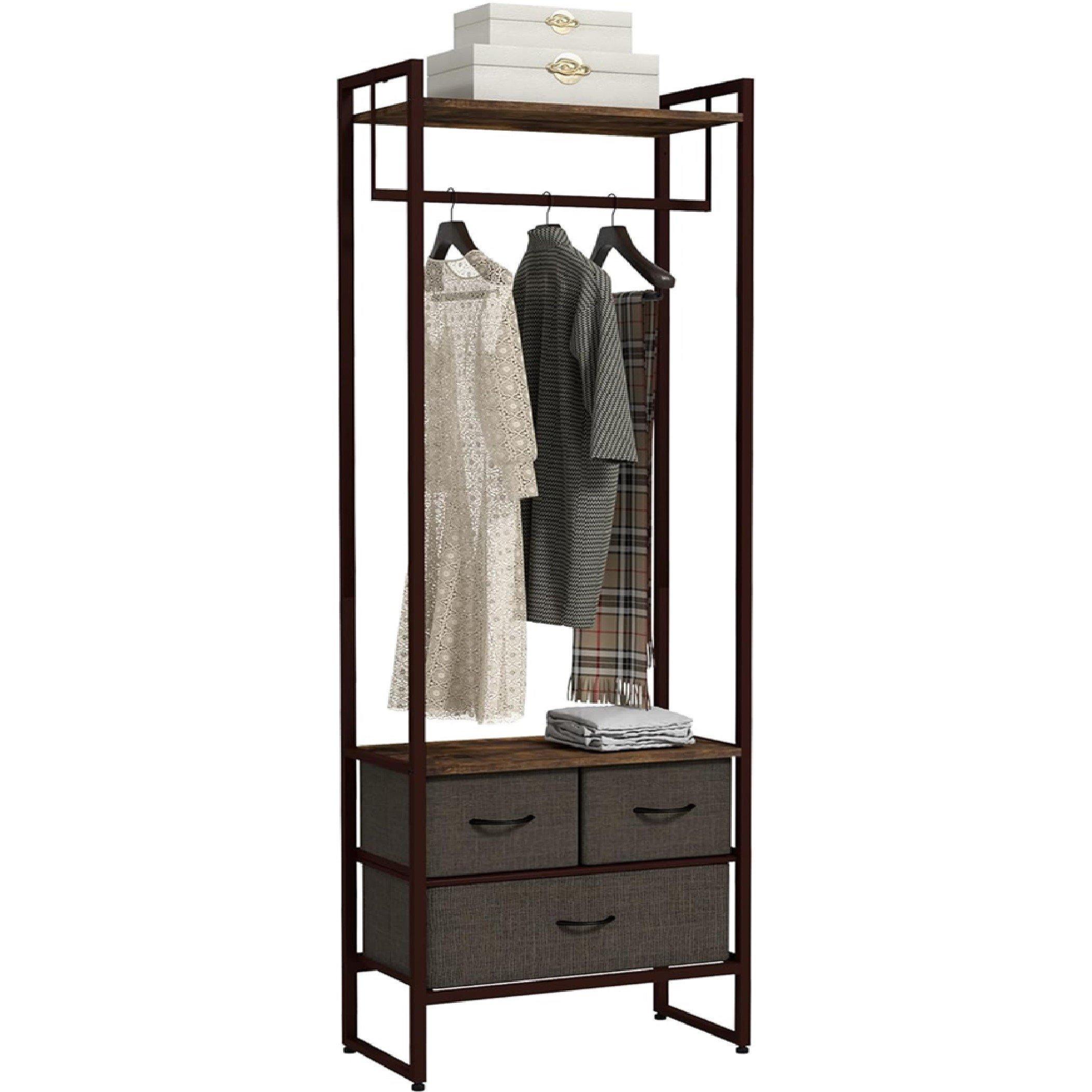 HOMCOM | Compact Clothes Rail with Drawers and Shelf | Clothing Rails ...