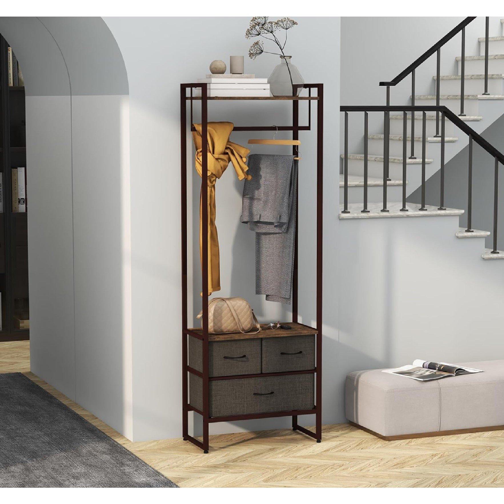 HOMCOM | Compact Clothes Rail with Drawers and Shelf | Clothing Rails ...