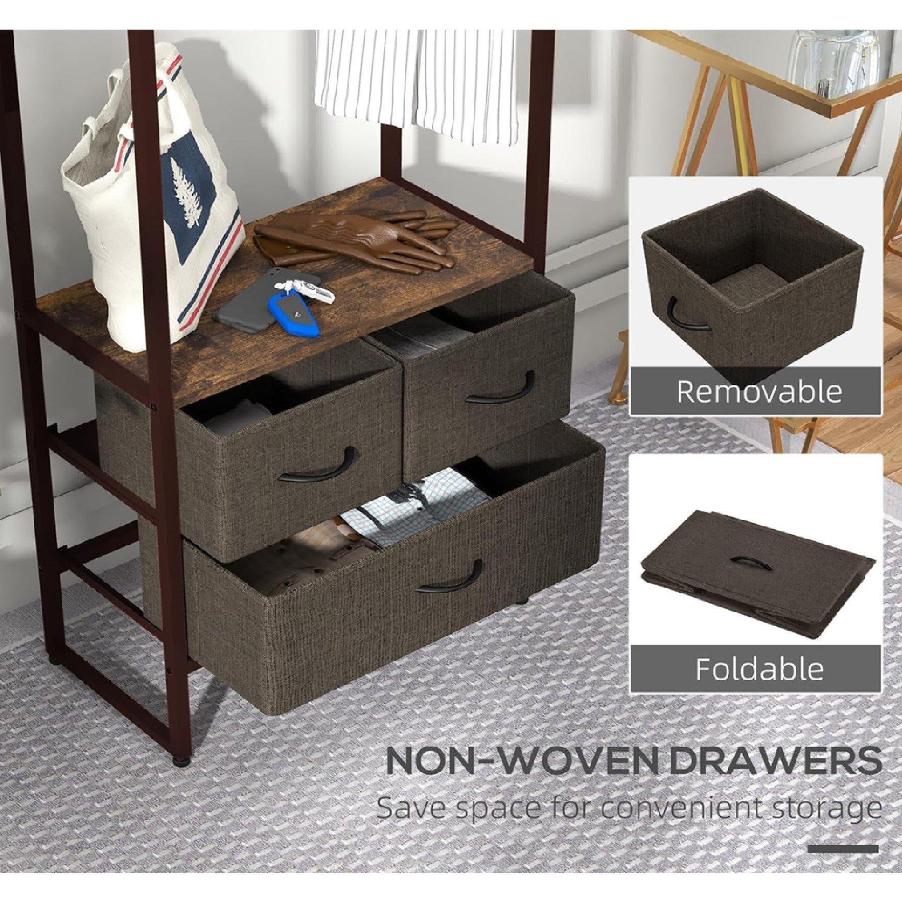 HOMCOM | Compact Clothes Rail with Drawers and Shelf | Clothing Rails ...