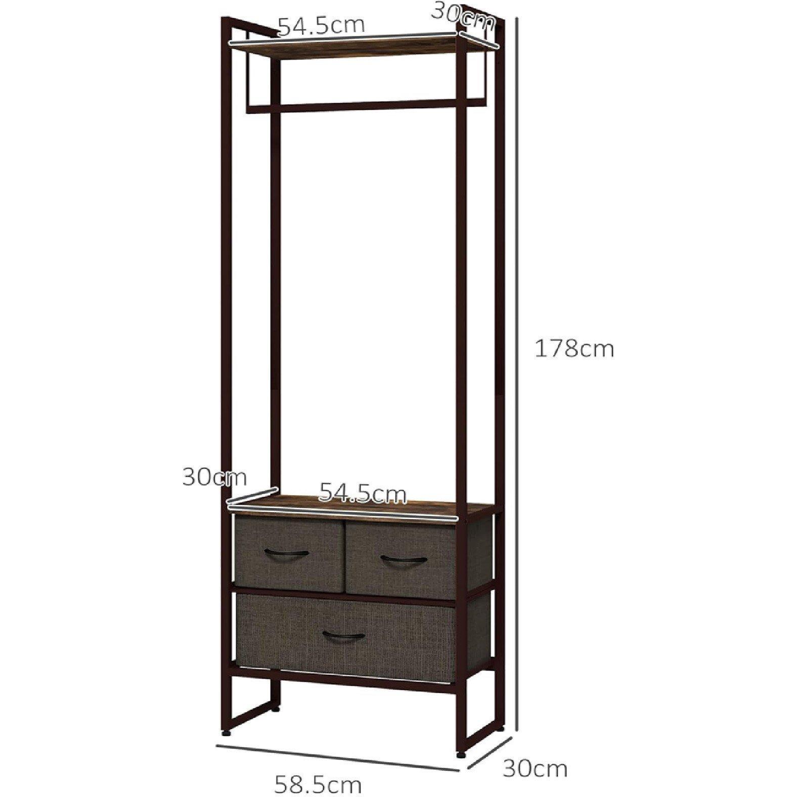 HOMCOM | Compact Clothes Rail with Drawers and Shelf | Clothing Rails ...