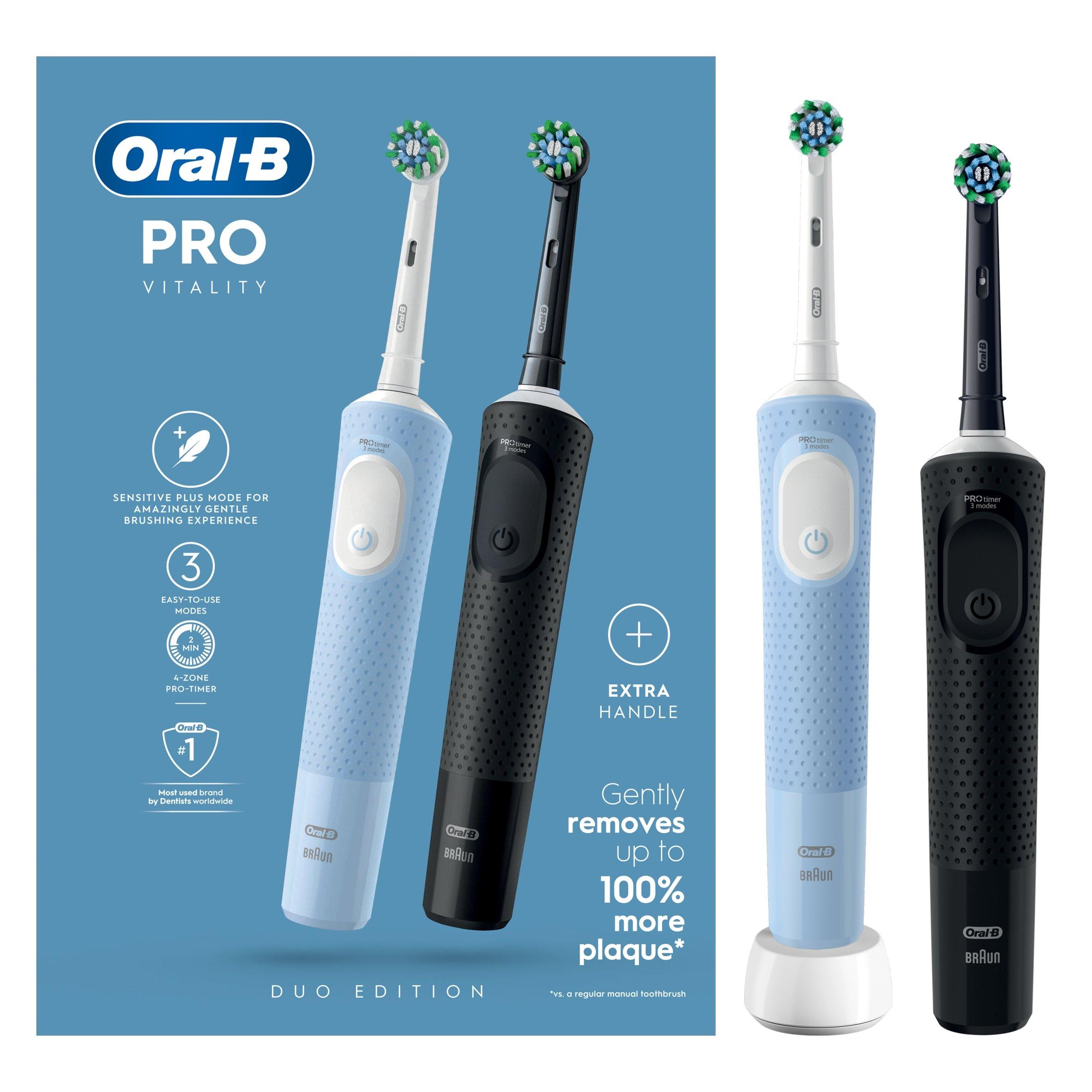 Oral B Oral-B Vitality Pro Black & Blue Duo Toothbrushes | FRASERS