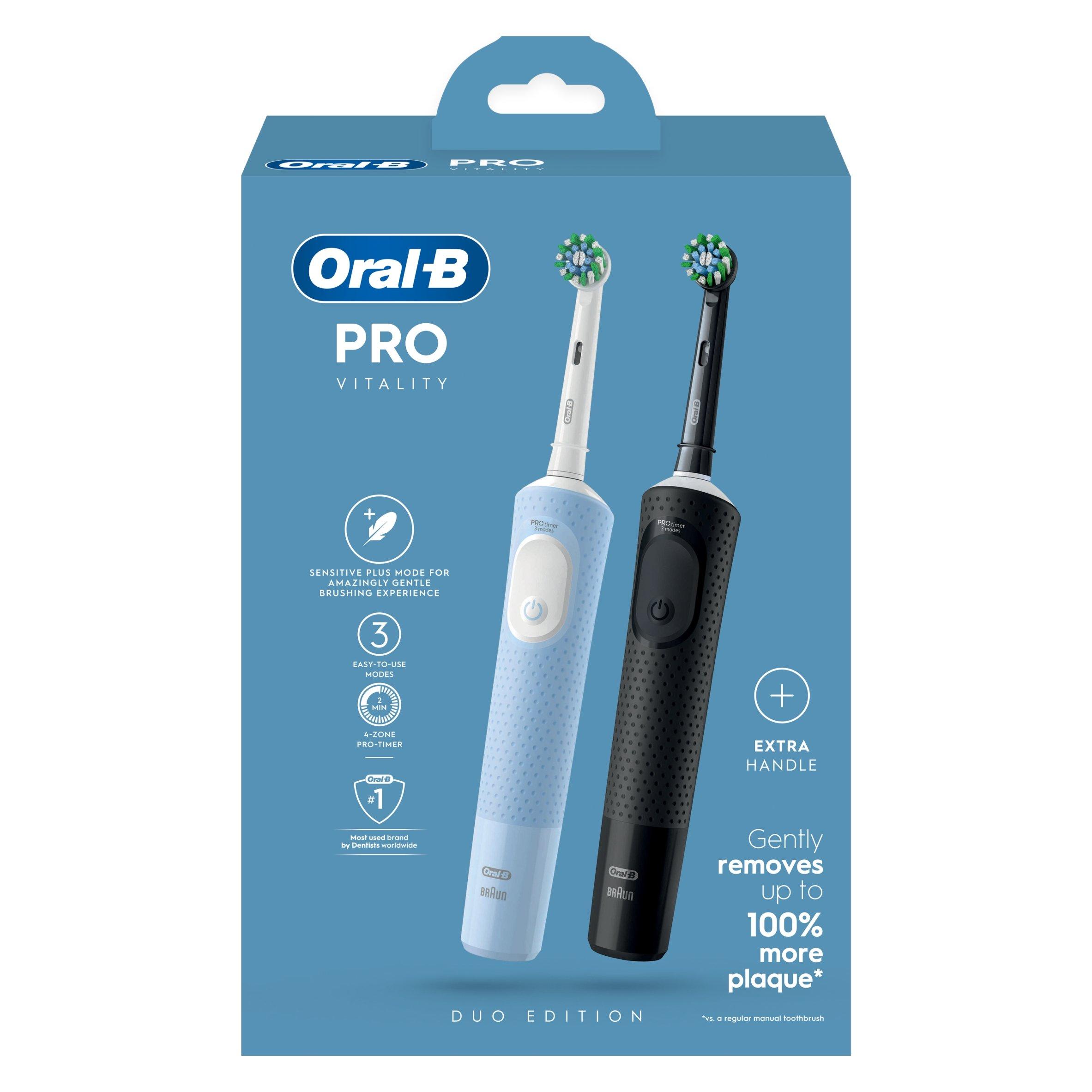 Oral B Oral-B Vitality Pro Black & Blue Duo Toothbrushes | FRASERS