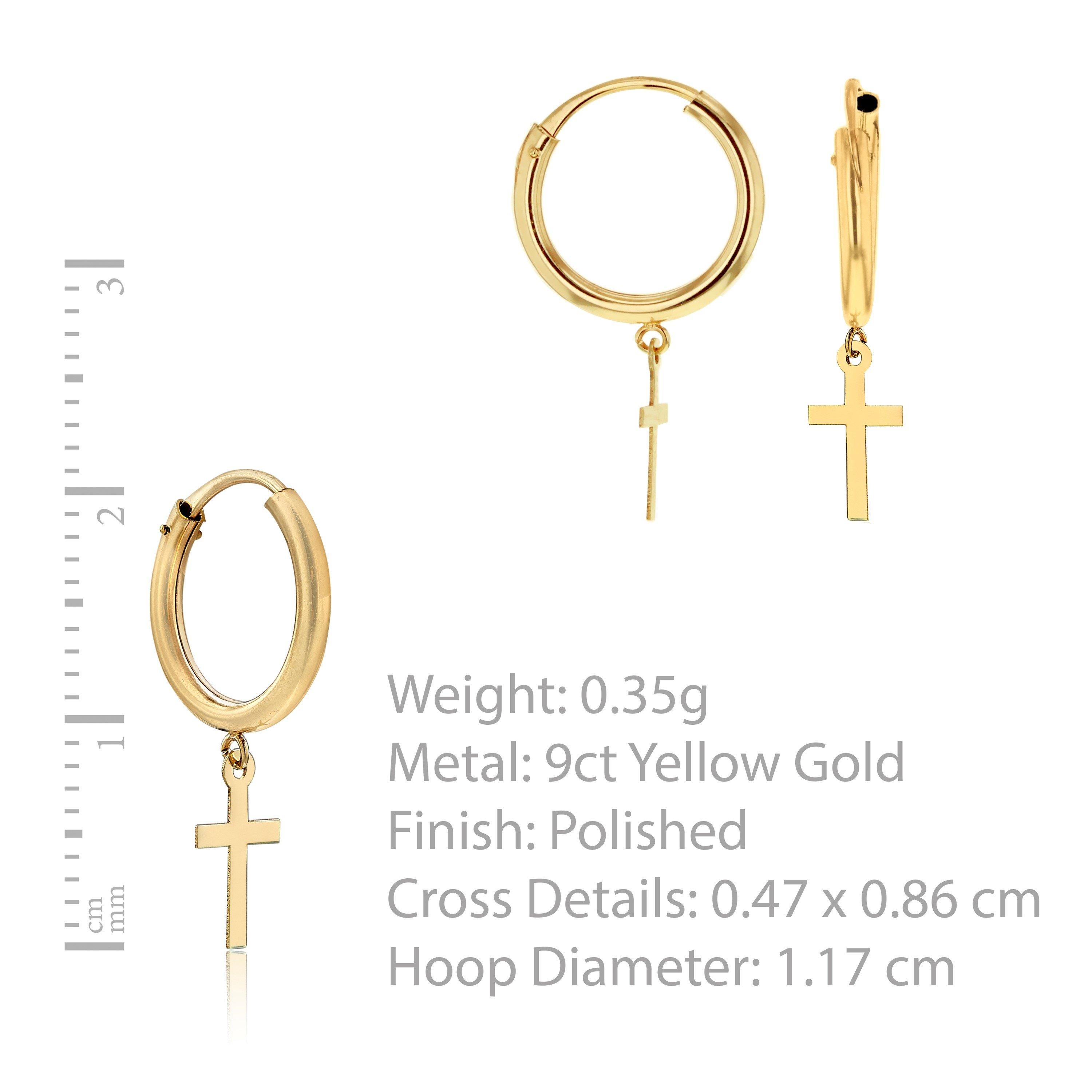 Be You | 9ct Gold Cross Sleeper Hoops | Earrings | FRASERS