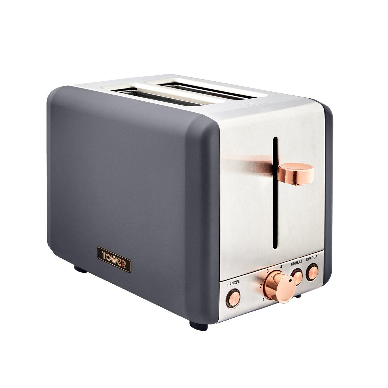 Tower | Cavaletto 2 Slice Stainless Steel Toaster with Ros | Toasters ...