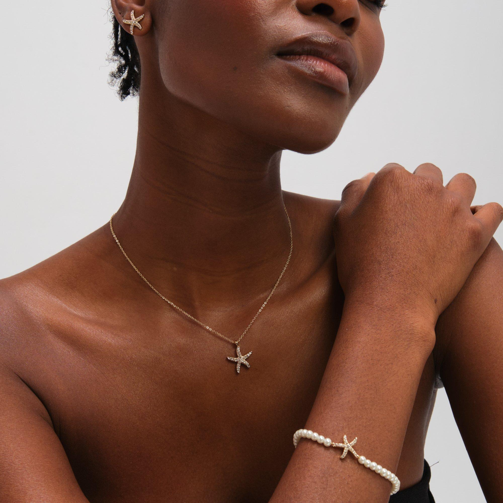 Jon Richard | Gold Plated Pave Pearl Starfish Set - Gift Box ...