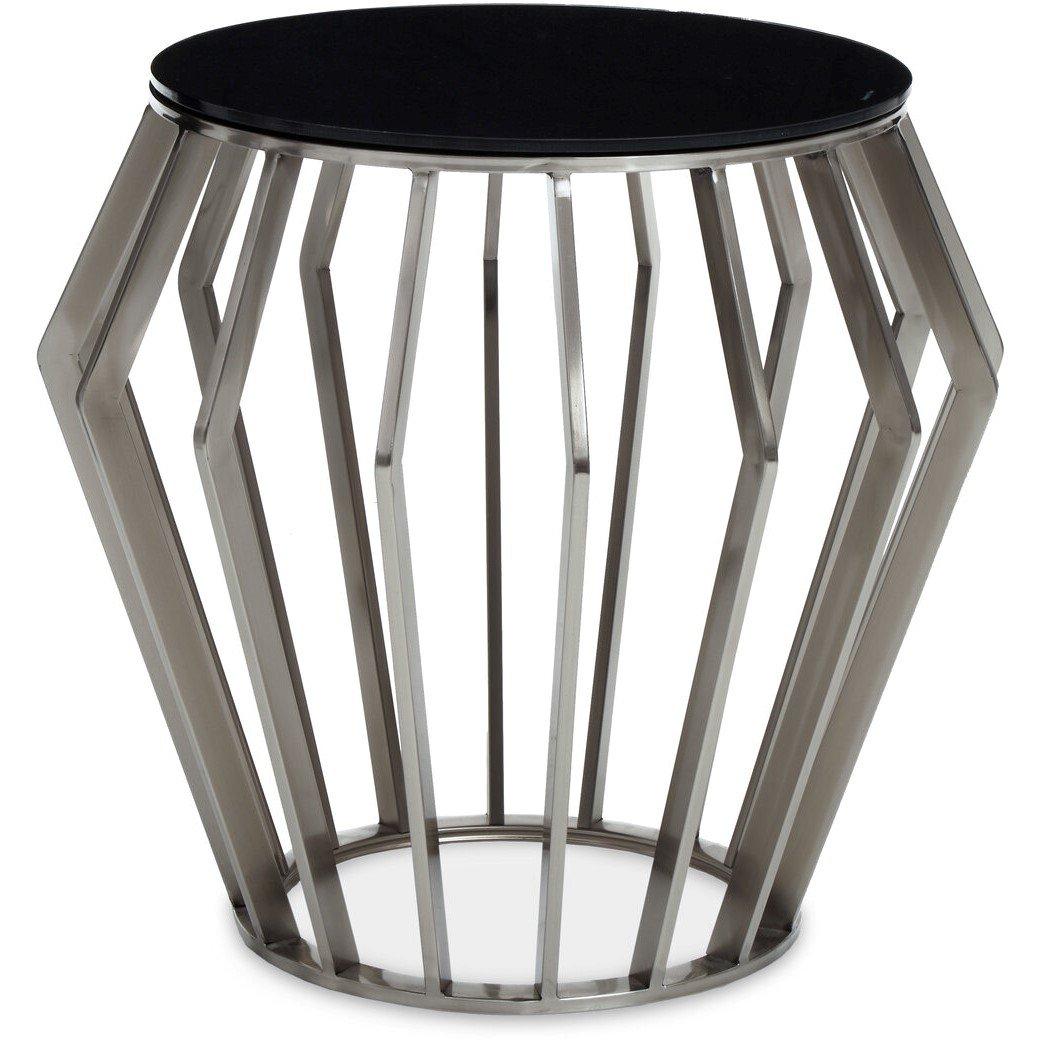 Interiors by Premier Ackley Silver Round Table with Black Glass | FRASERS