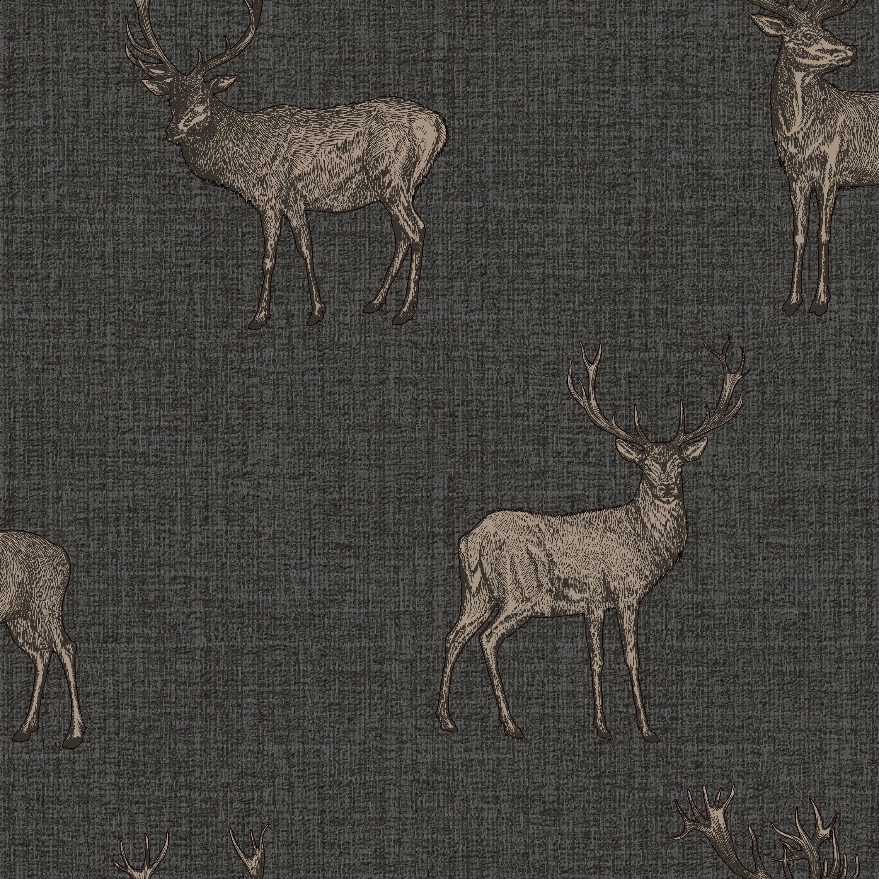 Arthouse Heritage Stag Charcoal/Copper Wallpaper | FRASERS