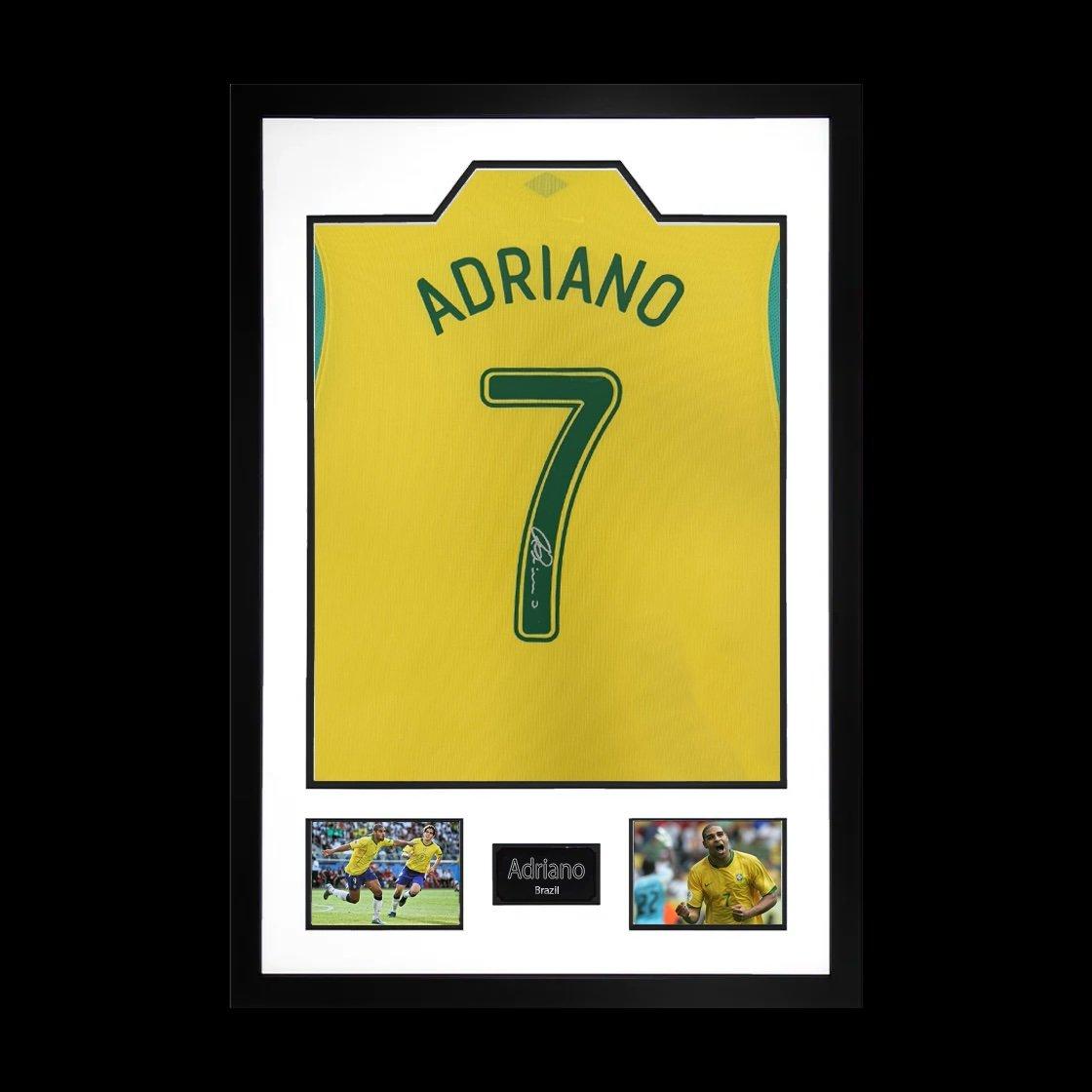 The Fan Cave Adriano Signed Brazil Shirt Premium Frame | Sports Direct