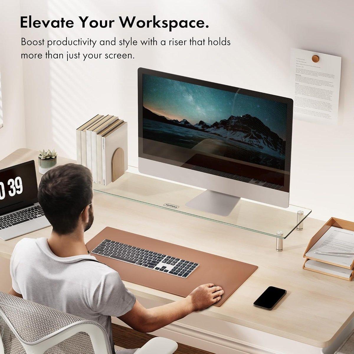 VonHaus XL Glass Monitor Stand | FRASERS