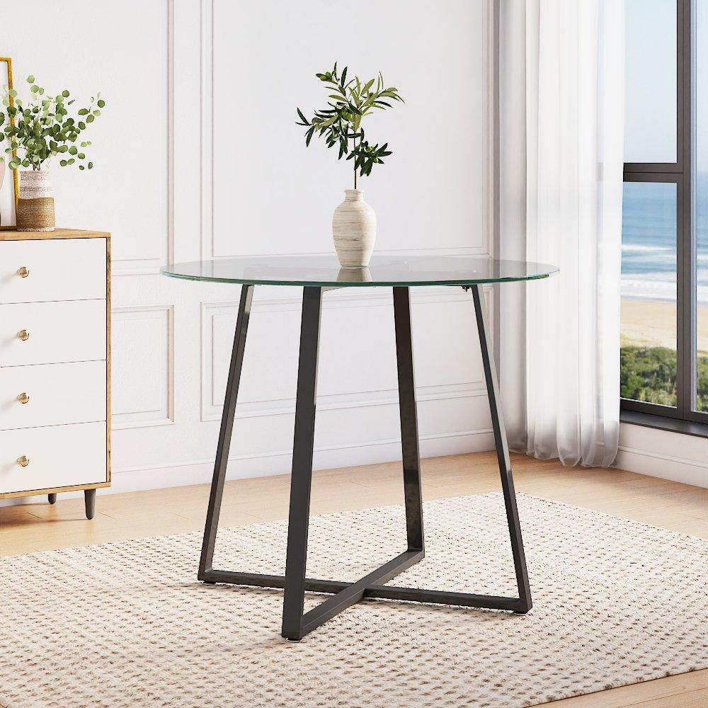 Kabinet UK | Modern Round Dining Table with Tempered Glass Top | Coffee Tables | FRASERS