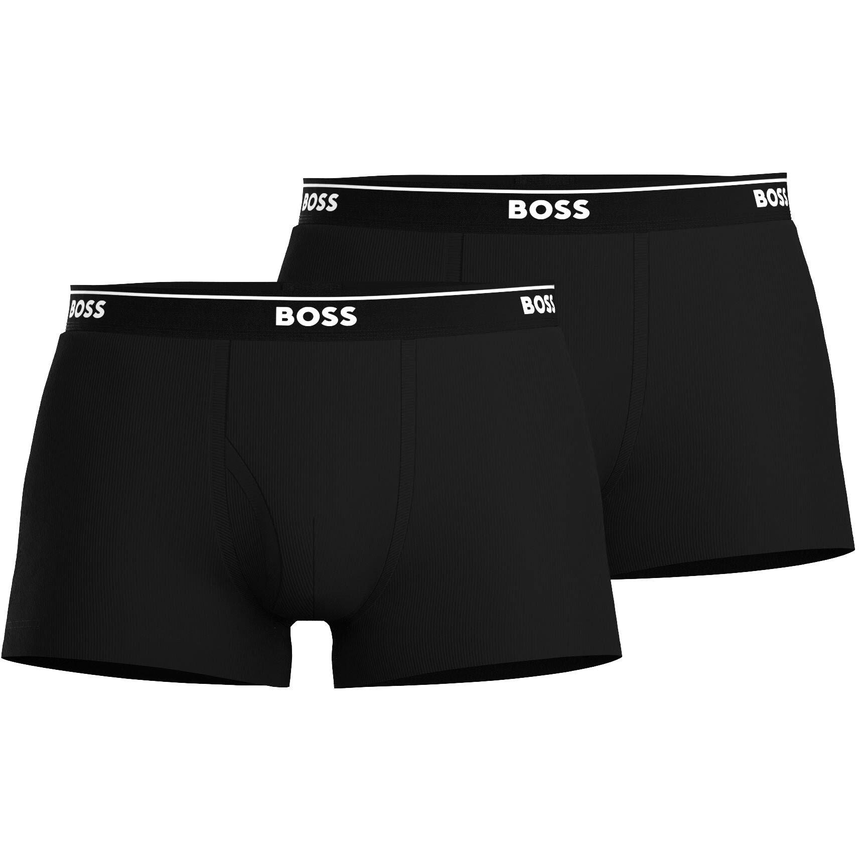 Boss BW | Men's 2 Pack Logo Waistband Stretch Cotton Mid Rise Trunks ...