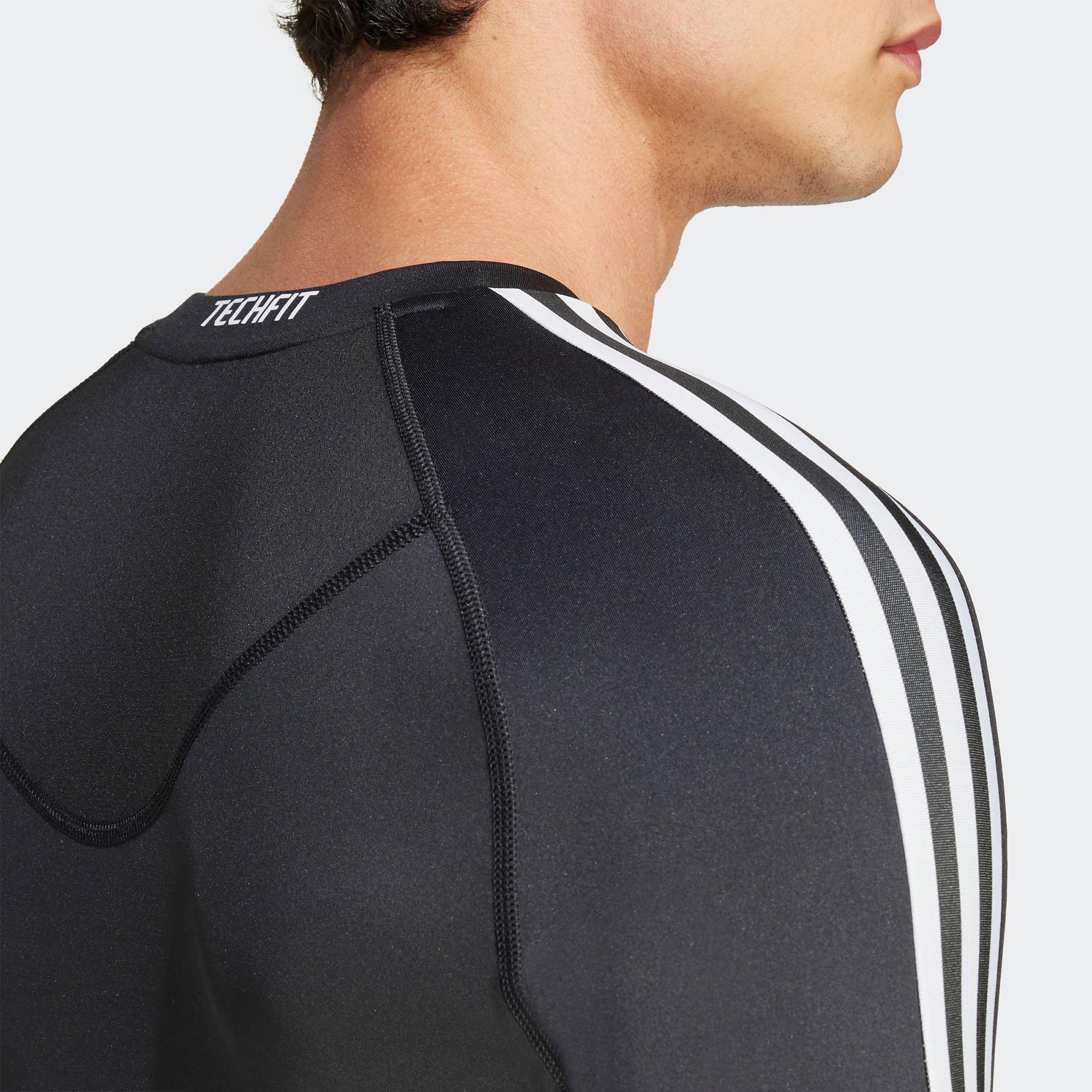 adidas | TECHFIT Compression Training 3 Stripes Mens Base Layer Top ...