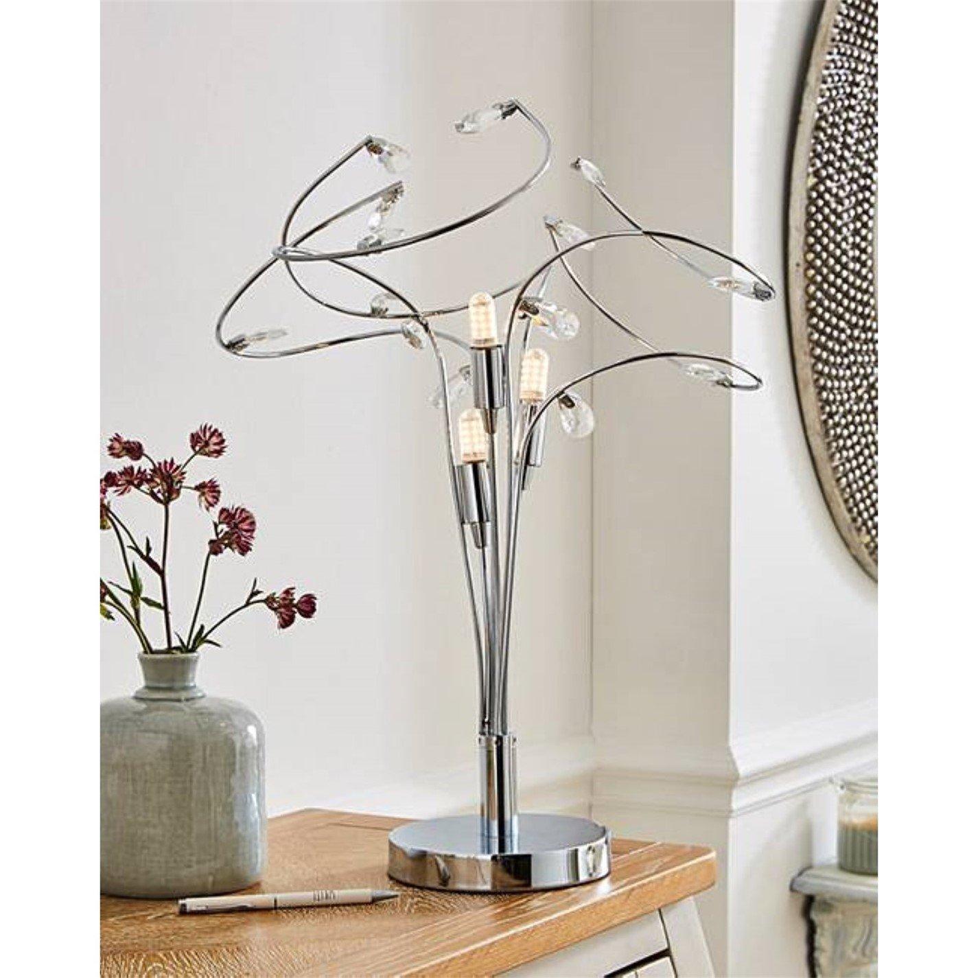 K Living Bremen Chrome Curly Crystal Table Lamp | FRASERS