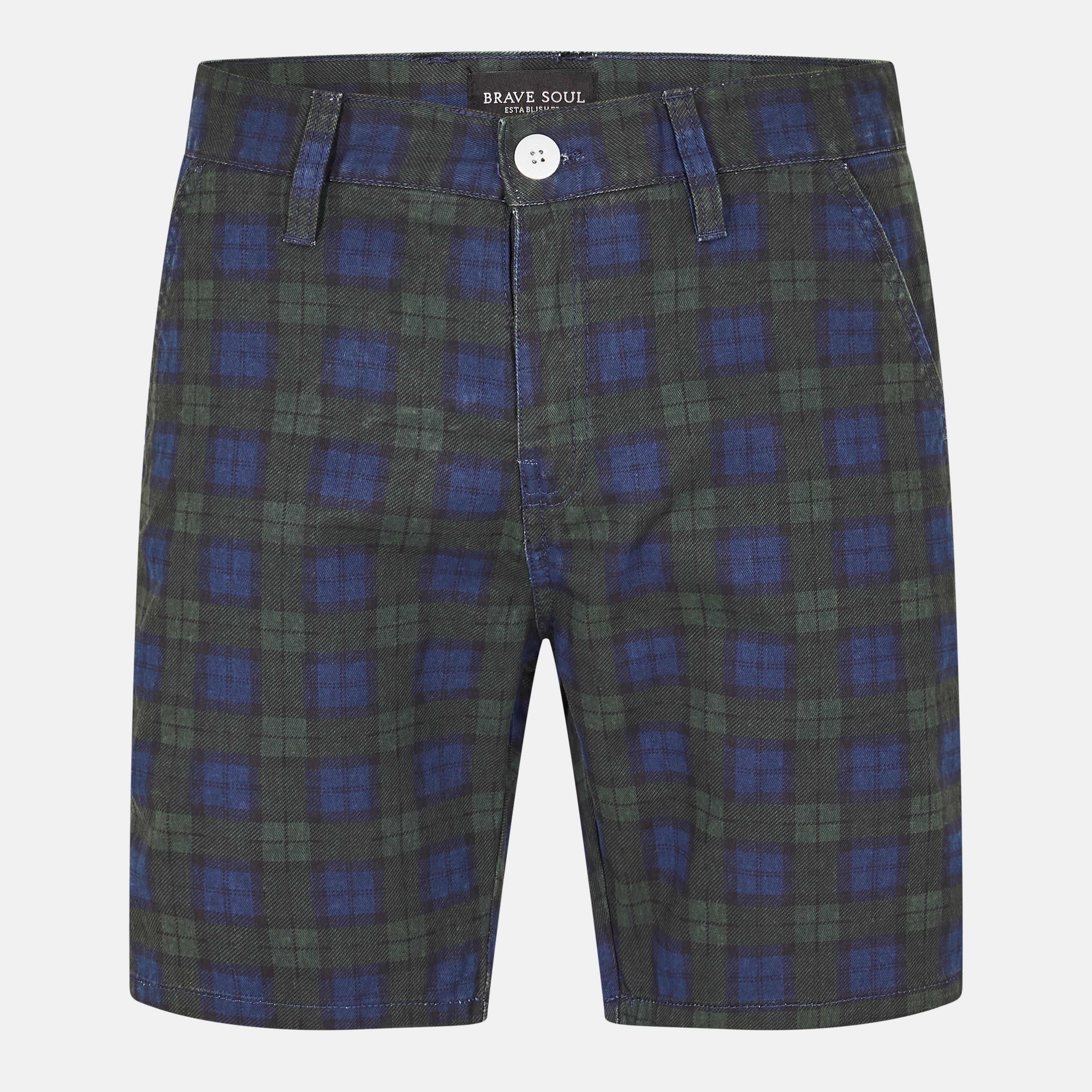 Brave Soul | Check Print Cotton Twill Shorts | Woven Shorts | FRASERS