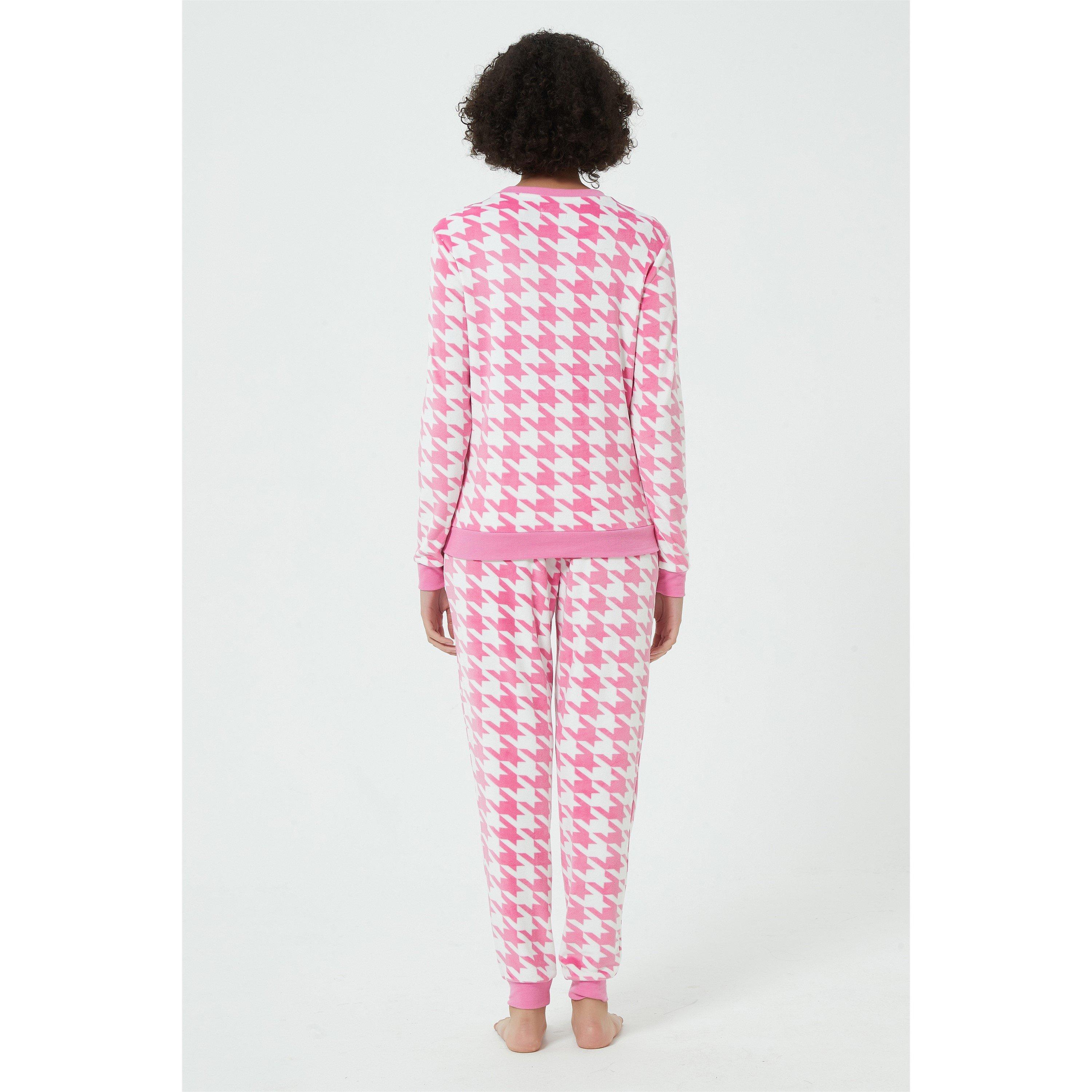 Linea | Velour Houndstooth Long-Sleeve Pyjama Set | Long Sleeve Pyjama ...
