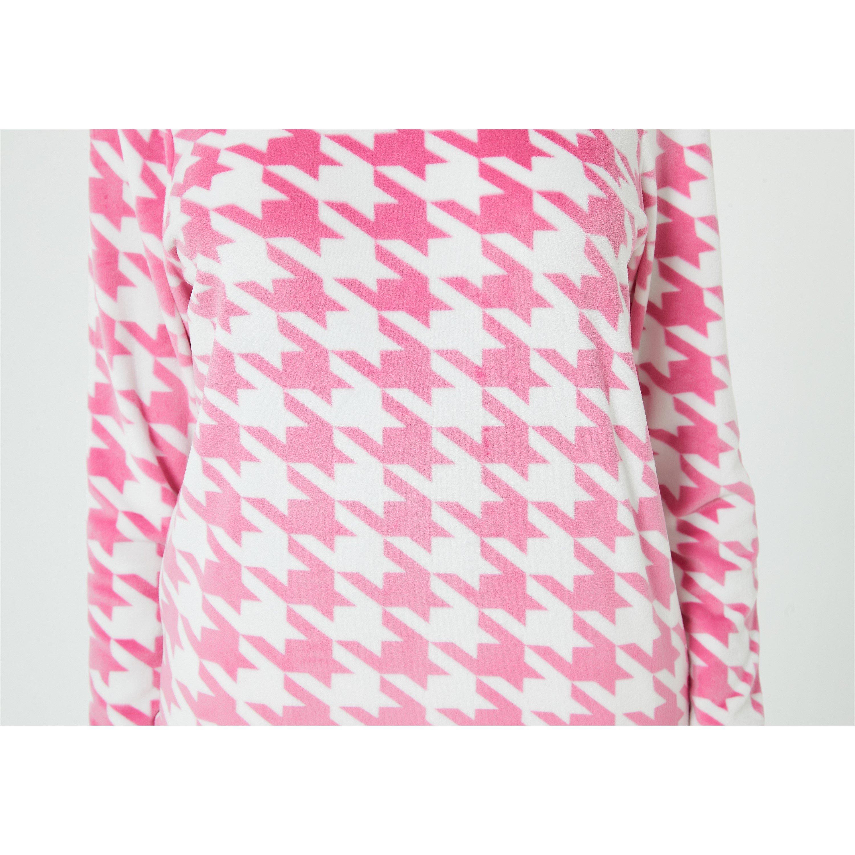 Linea | Velour Houndstooth Long-Sleeve Pyjama Set | Long Sleeve Pyjama ...