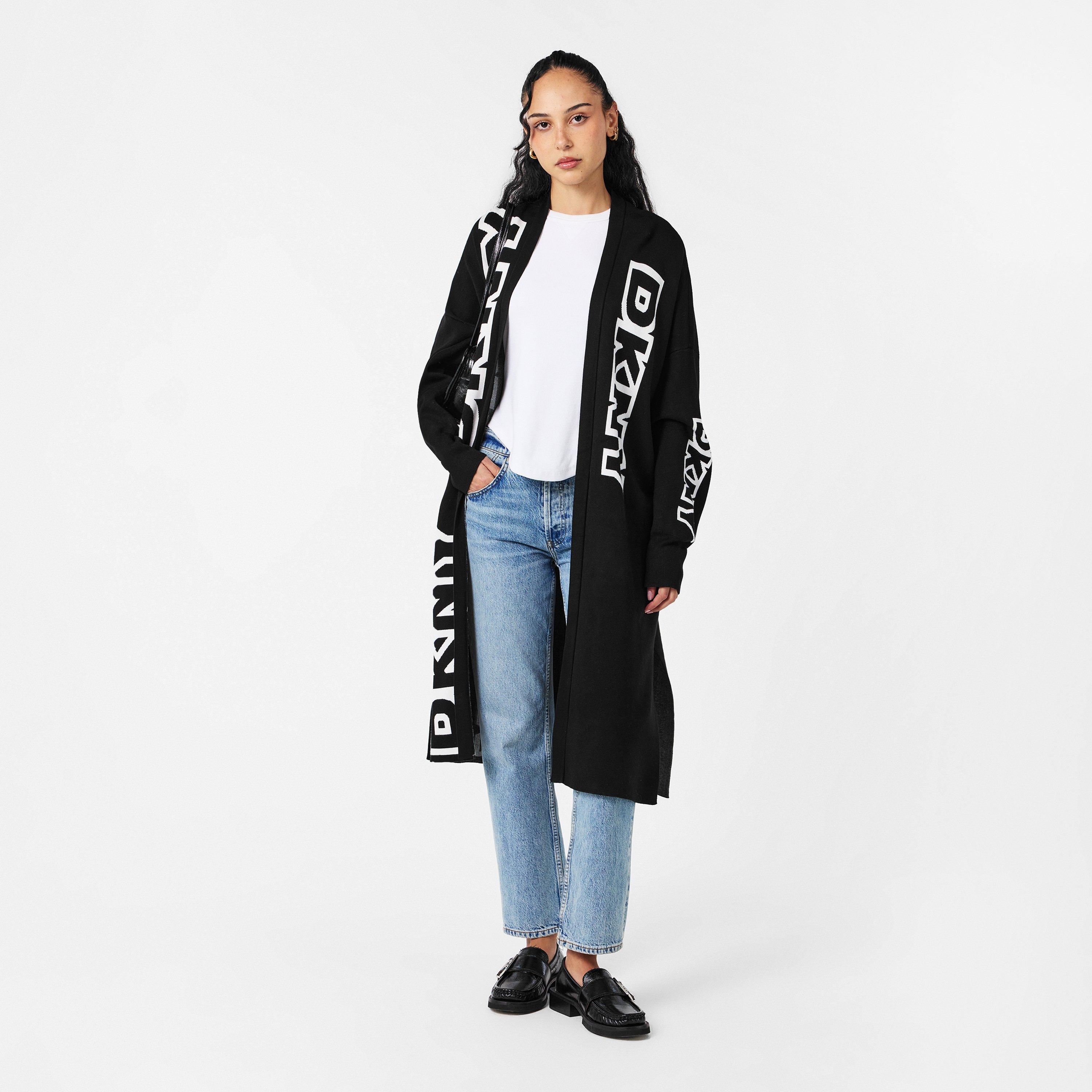 DKNY Women's Exploded Textured Knit Relaxed Fit Cardigan | USC