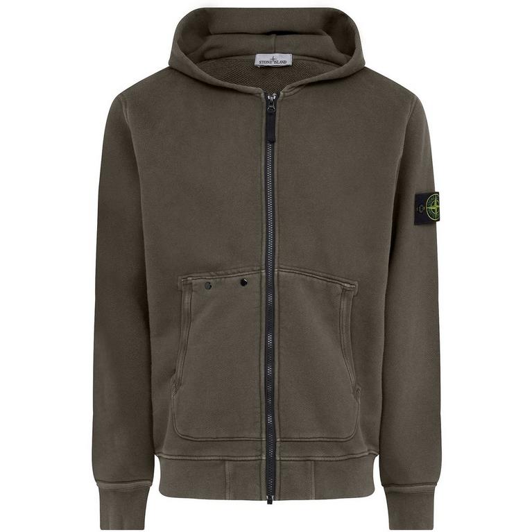 Stone Island | Brushed Fleece Zip Up Hooded Sweatshirt Stone Island | Brushed Fleece Zip Up Hooded Sweatshirt