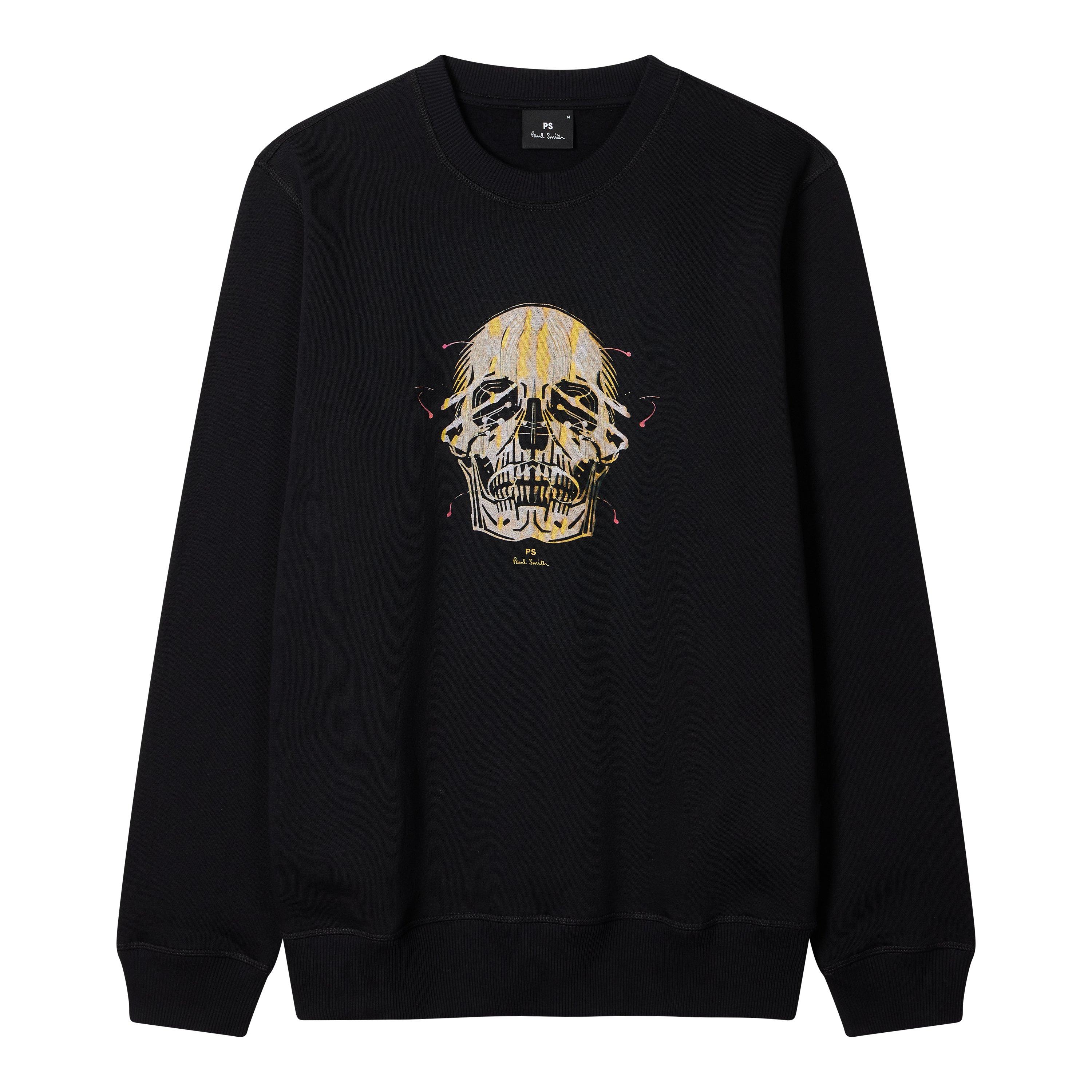 PS Paul Smith | Men's Painted Skull Cotton Long Sleeve Graphic Crew ...