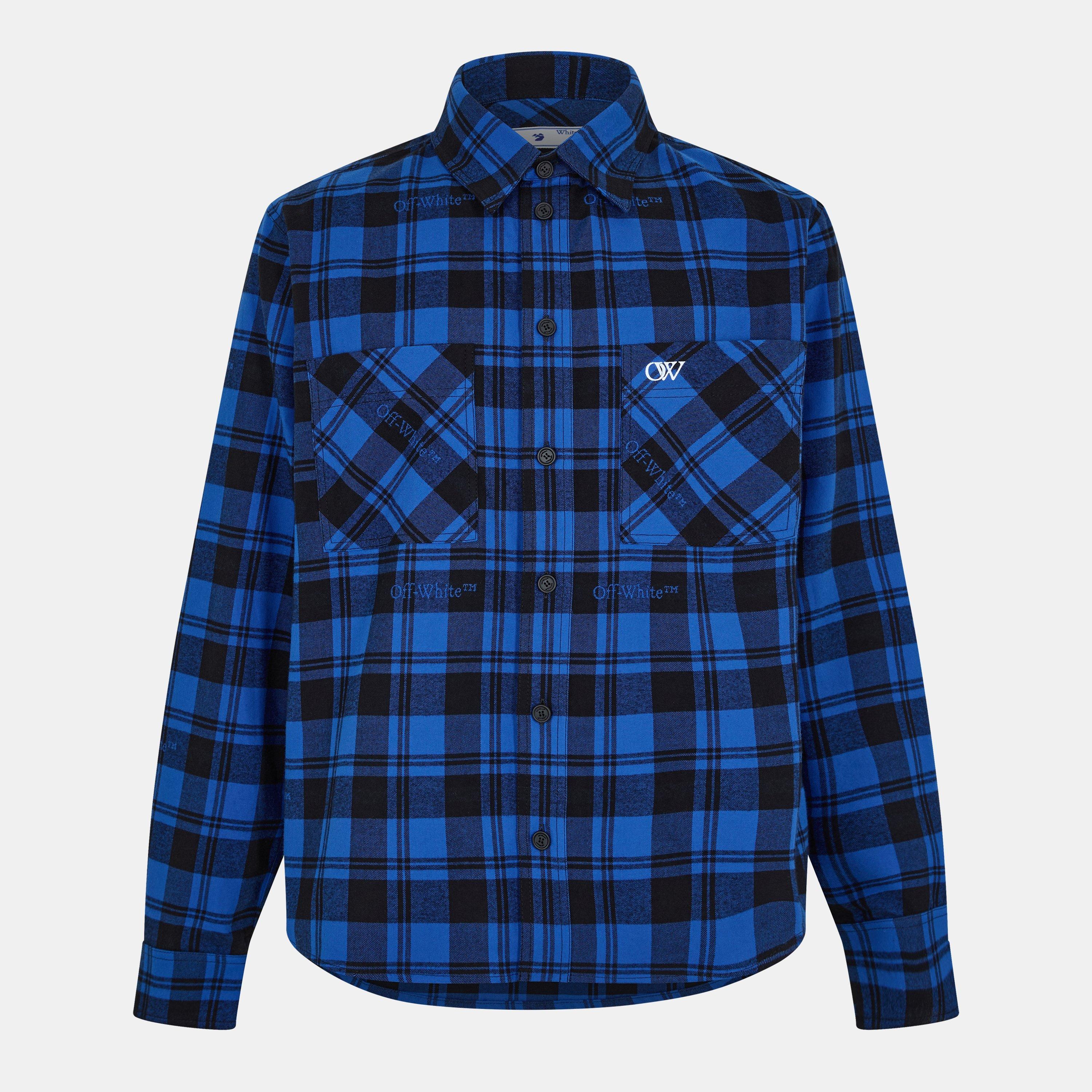 Off White | Men's Arrows Plaid Shirt, Embroidered Monogram | Dress ...