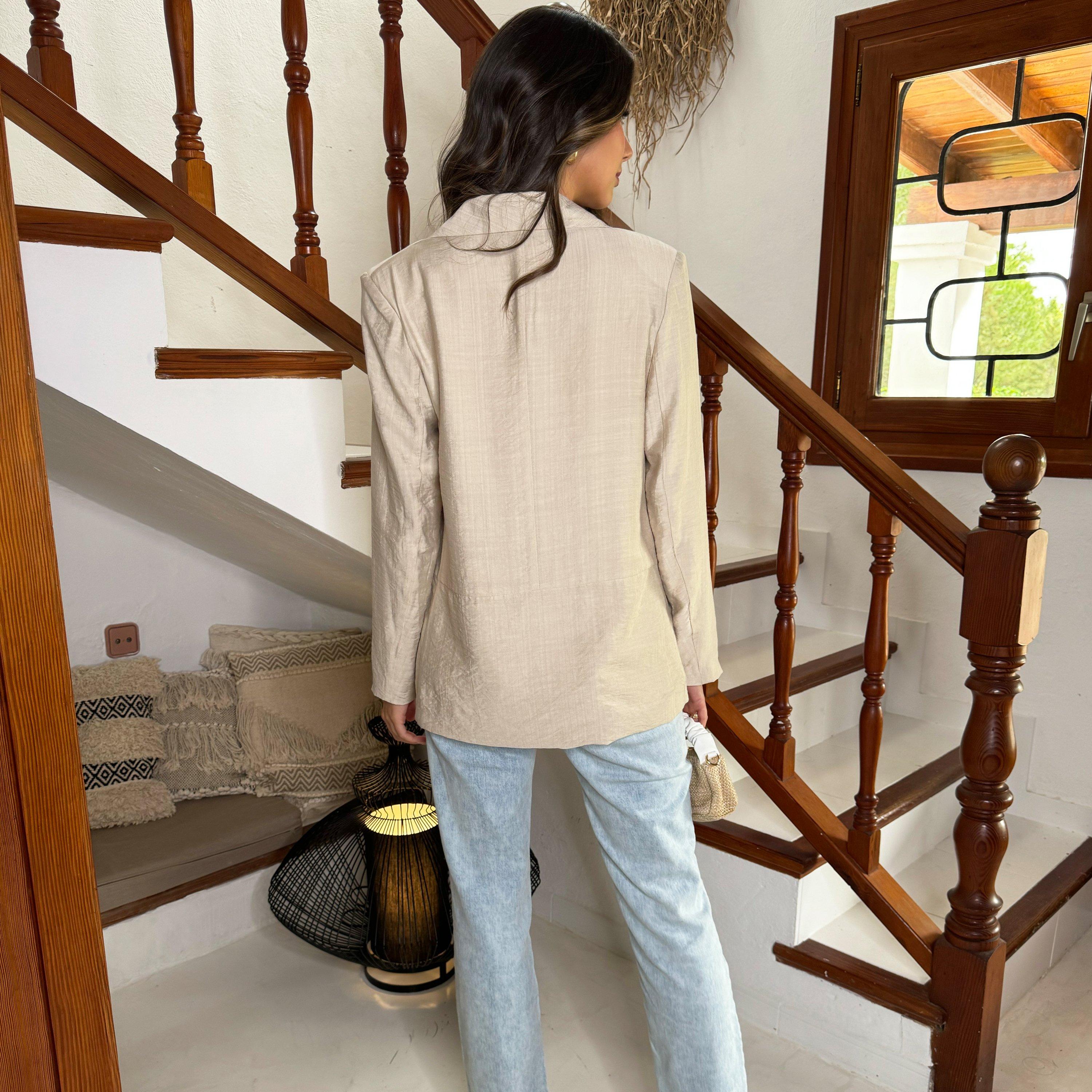 AX Paris | Shawl Collar Open Front Long Sleeve Blazer | Blazers | USC