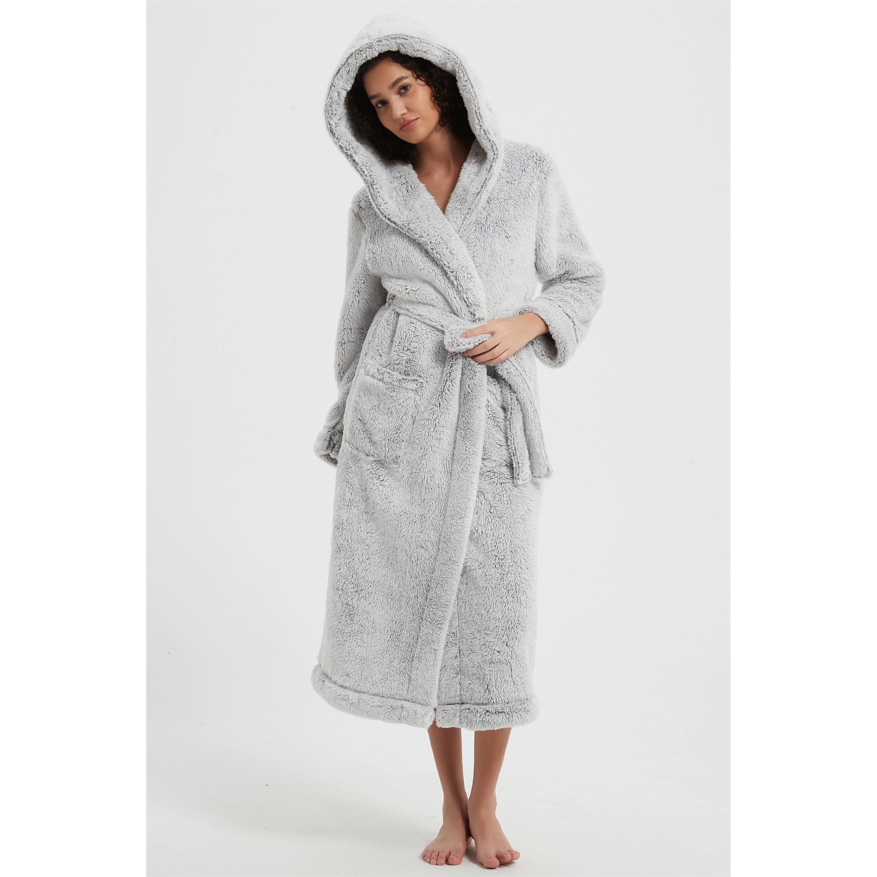Linea | Luxury Hooded Fleece Dressing Gown | Fluffy Dressing Gowns ...