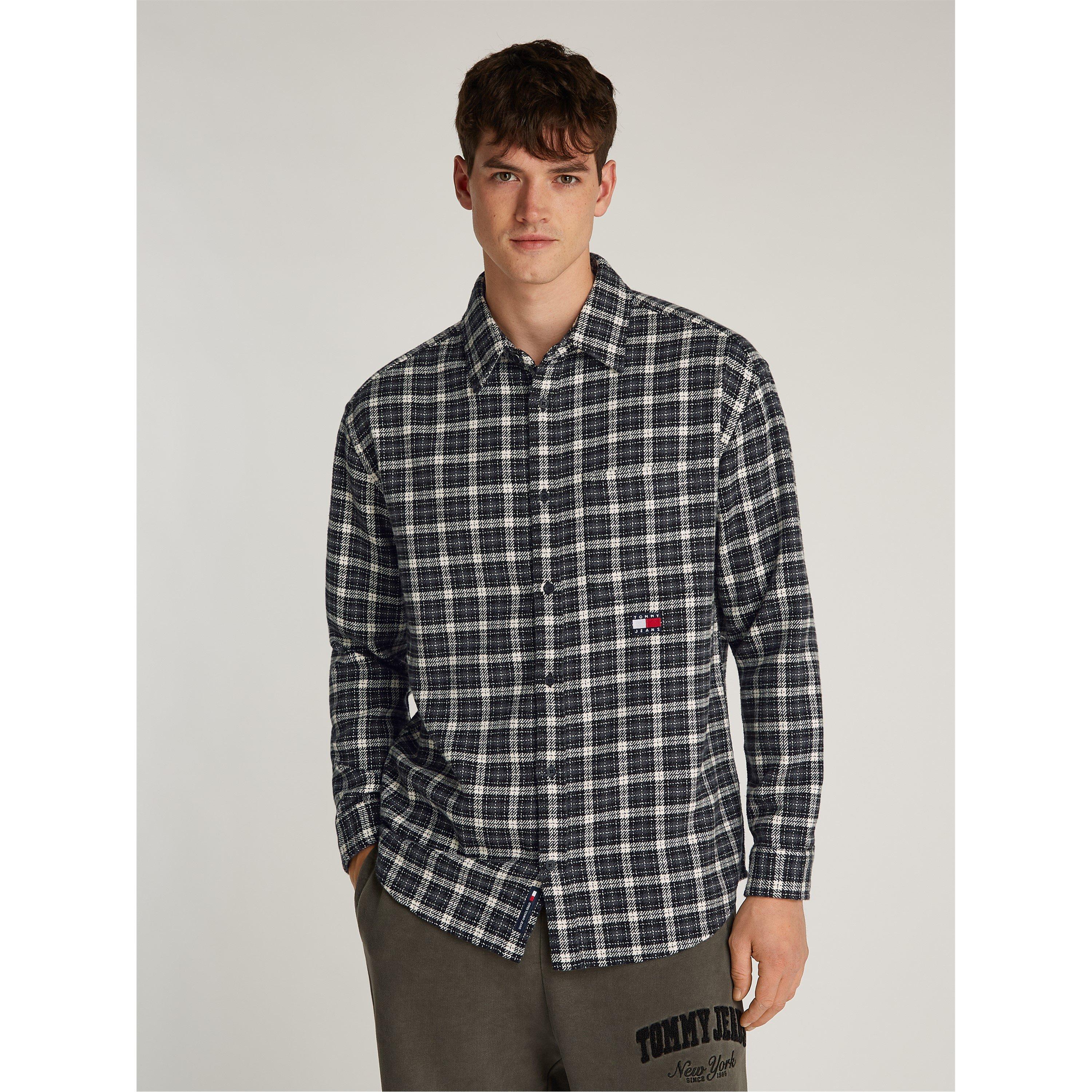 Tommy Jeans Men's Badge Long Sleeve Patterned Flannel Shirt | USC