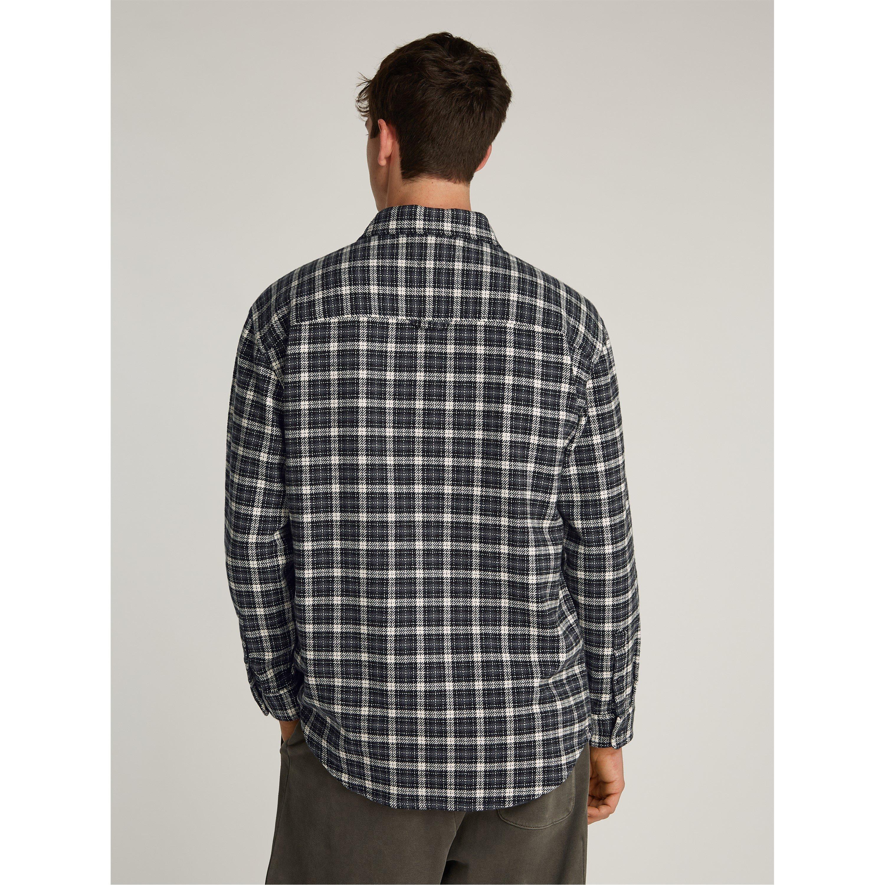 Tommy Jeans Men's Badge Long Sleeve Patterned Flannel Shirt | USC