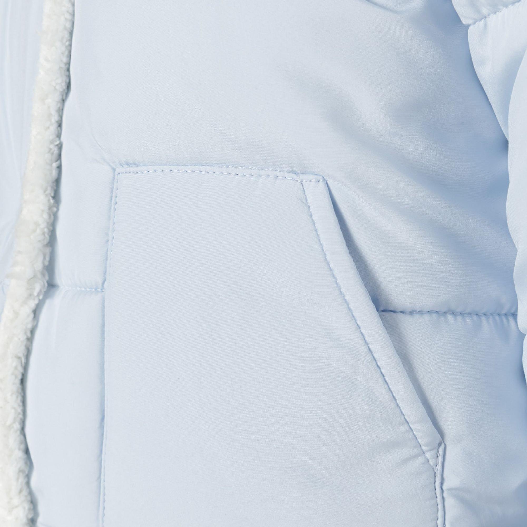 Minoti Baby unisex padded jacket with faux fur trim light blue | FRASERS