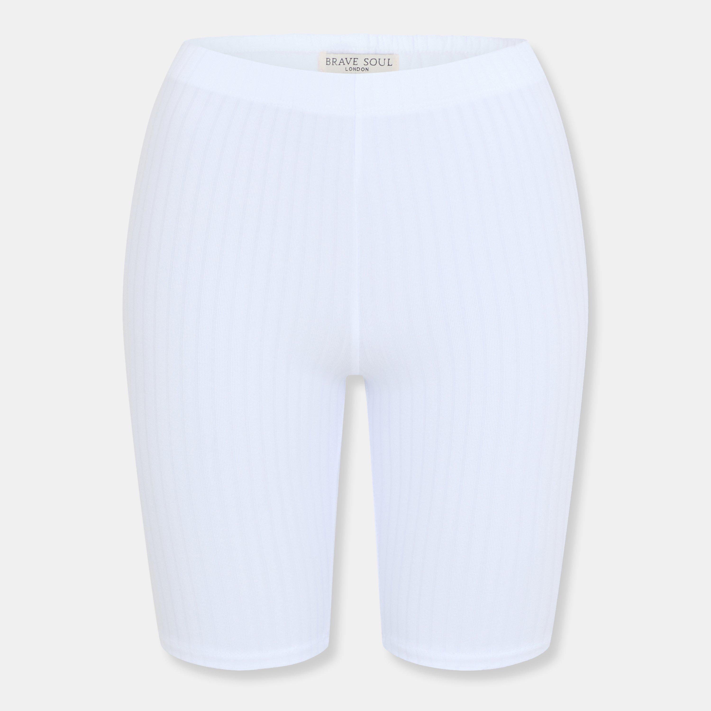 Brave Soul | White Ribbed Cycling Shorts | Cycling Shorts | FRASERS